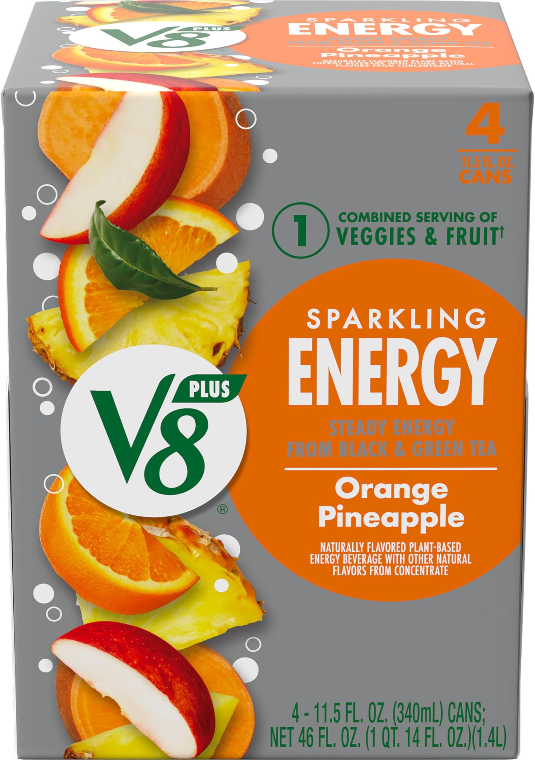 Amazon.com: V8 SPARKLING +ENERGY Orange Pineapple Energy Drink, 11.5 fl ...