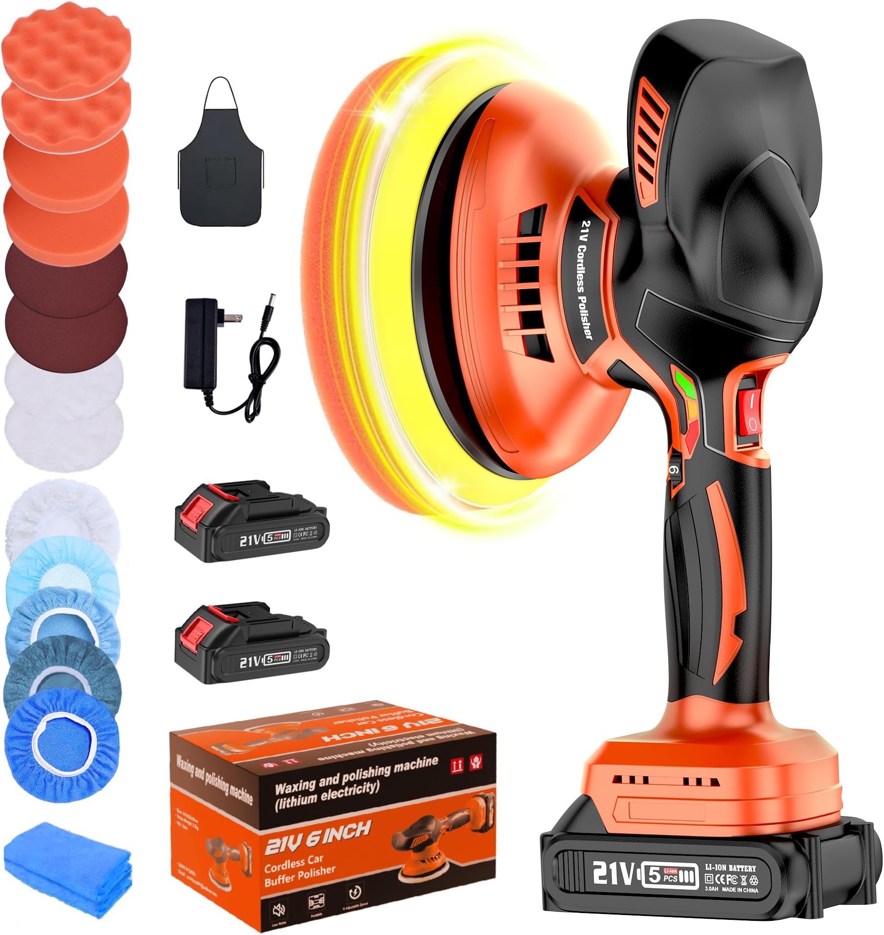 Amazon.com: Cordless Buffer Polisher, 6 Inch Dual Action Polisher Kit ...