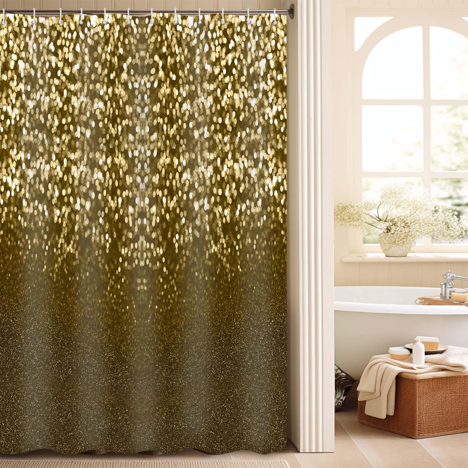 Amazon.com: DLTAY Gold Bokeh Shower Curtain Sparkly Glitter Sparkle ...