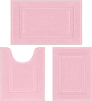 Amazon.com: ACCUMTEK Striped Ultra Soft Chenille Bath Rugs and Mats Set ...