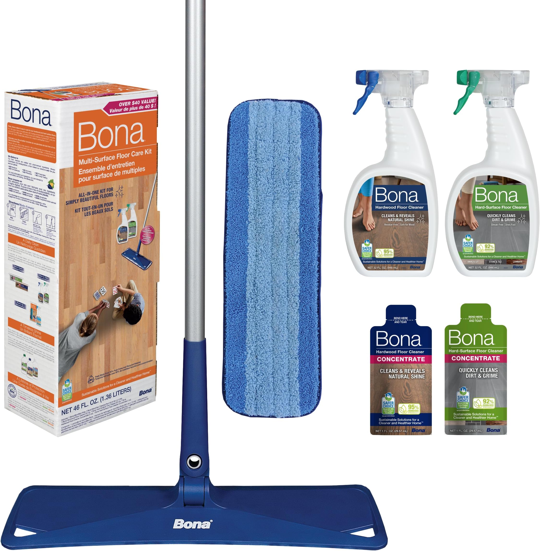 Amazon.com: Bona Multi-Surface Floor Care Kit - Includes Microfiber Mop ...