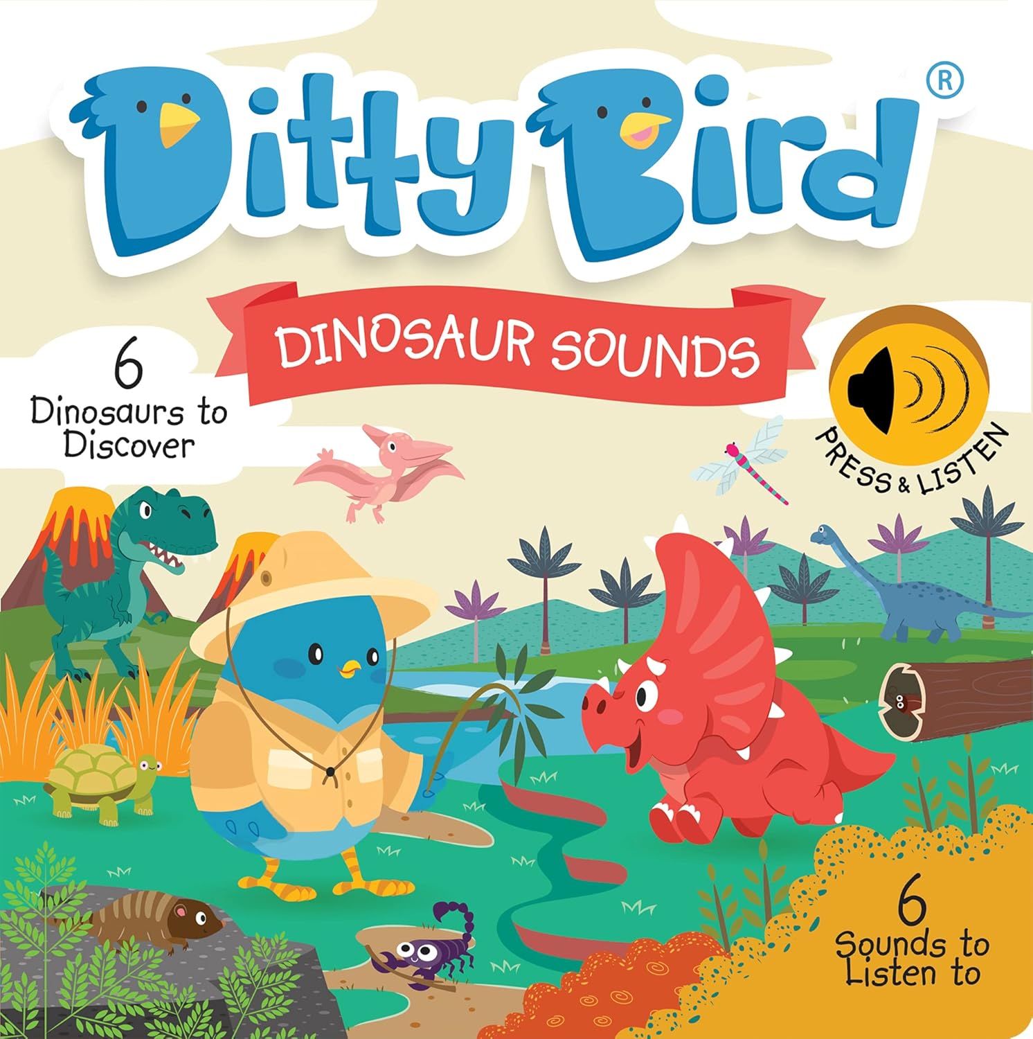 DITTY BIRD T-Rex Dinosaur Book for Toddlers | Animal Sound Book ...