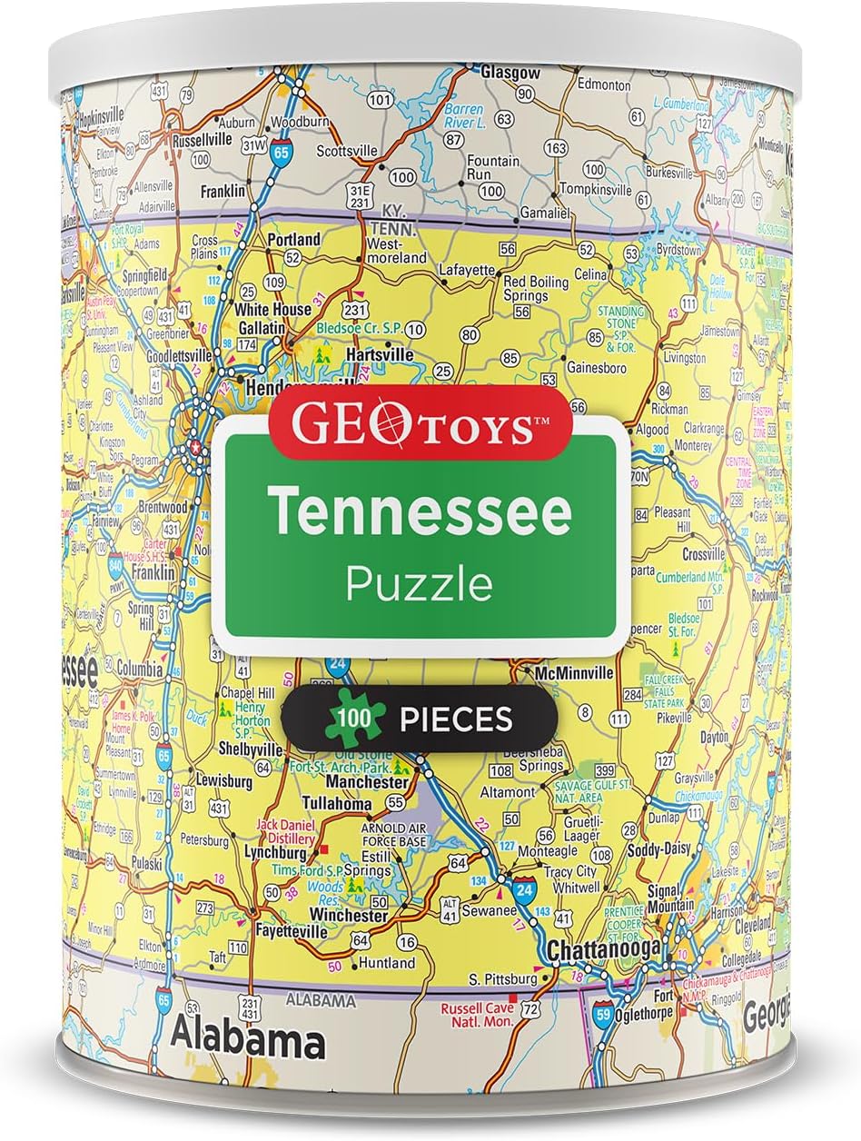 Amazon.com: Geotoys Tennessee Mini State Puzzle – 100 Piece Puzzles for ...