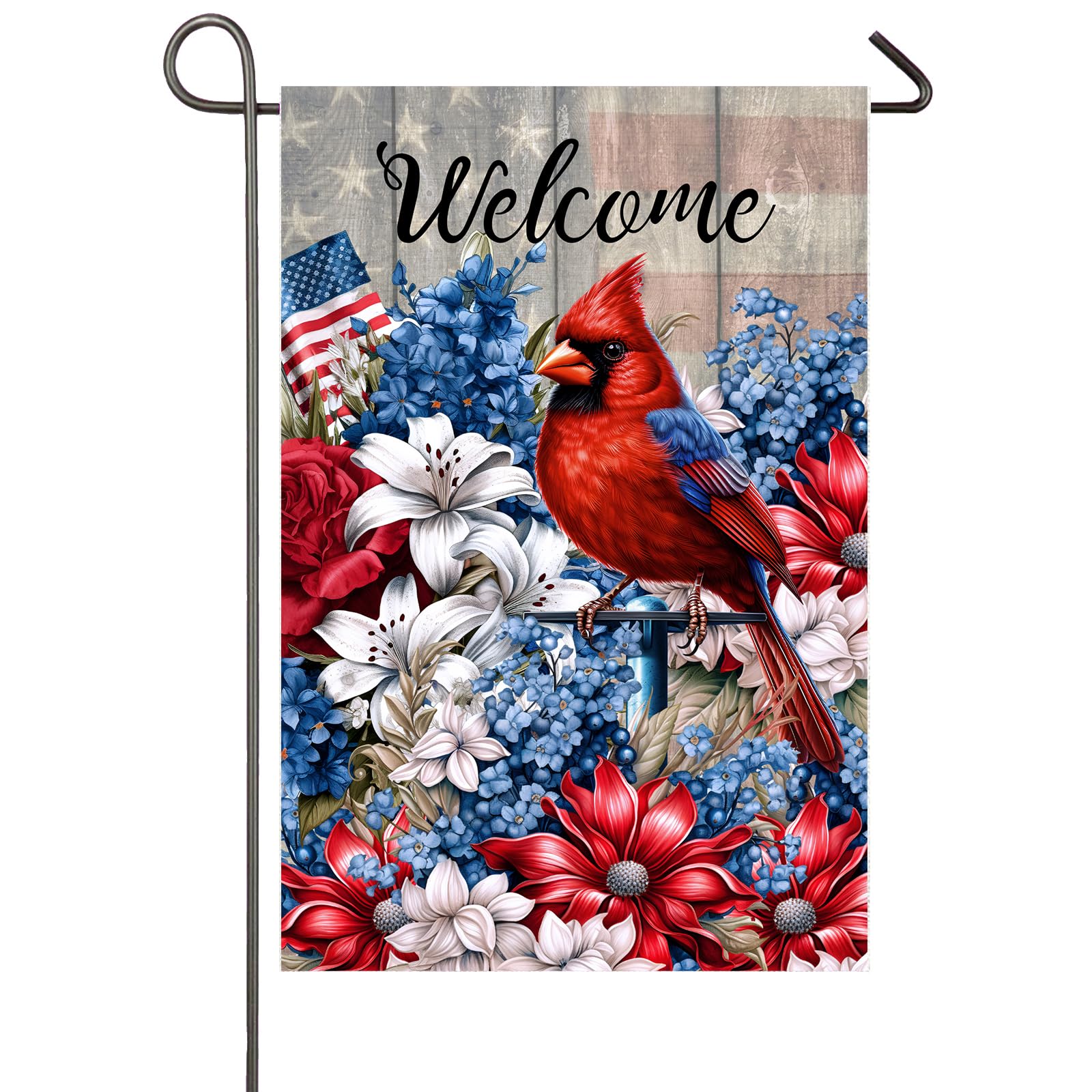 Amazon.com : Patriotic Cardinal Garden Flag 12x18 Inch Double Sided ...