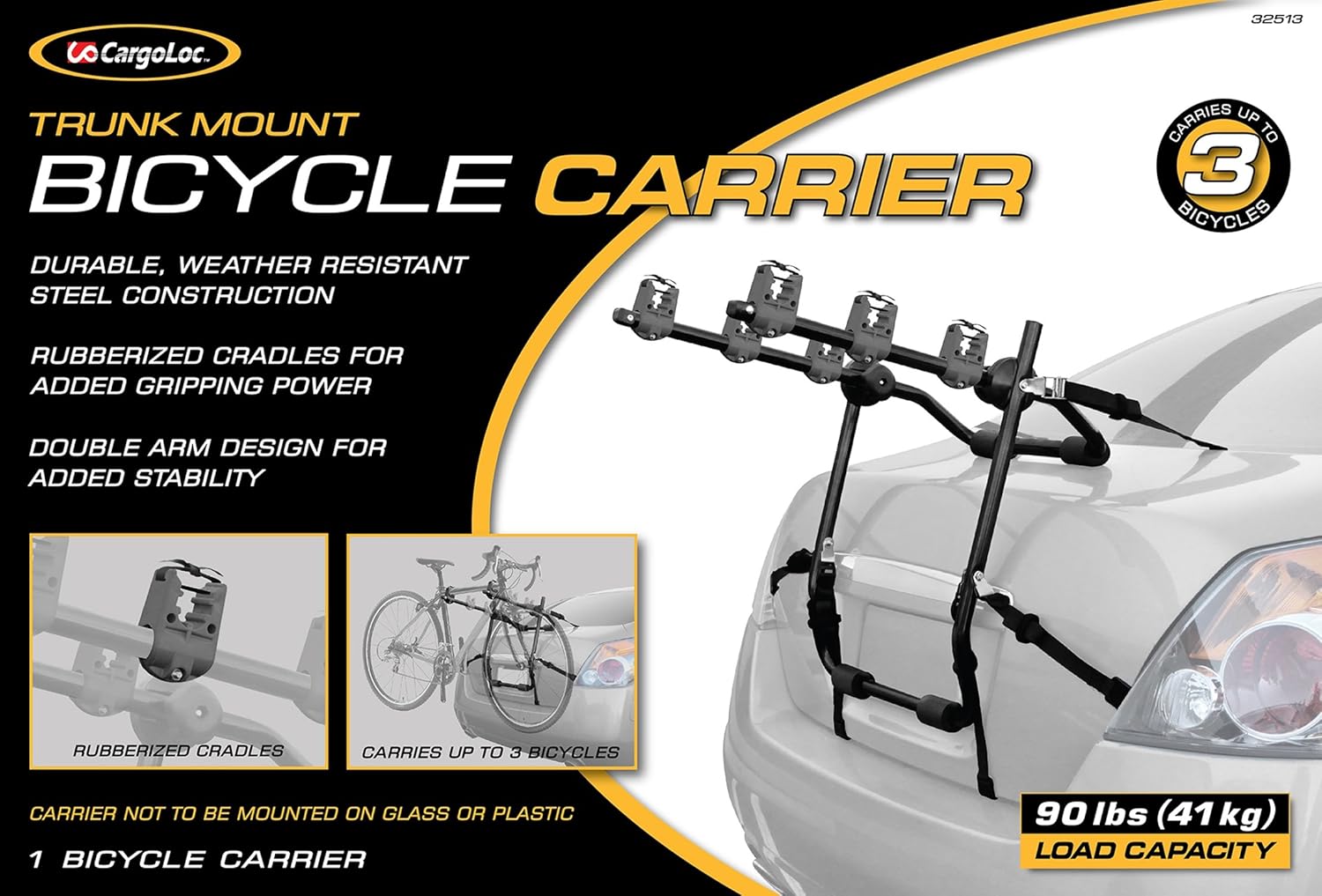 Amazon.com : CargoLoc 32513 Trunk Mount 3 Bike Carrier : Sports & Outdoors