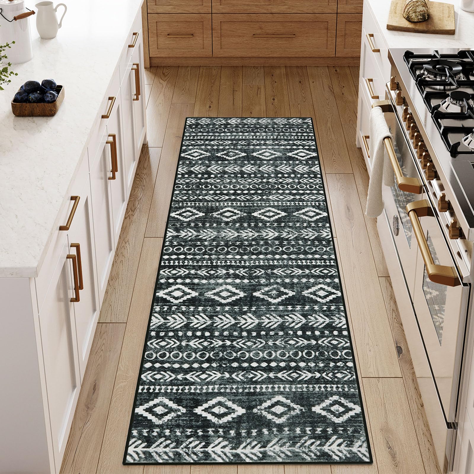 Amazon.com: Lahome Boho Moroccan Runner Rug,Washable Black White 2x6 ...