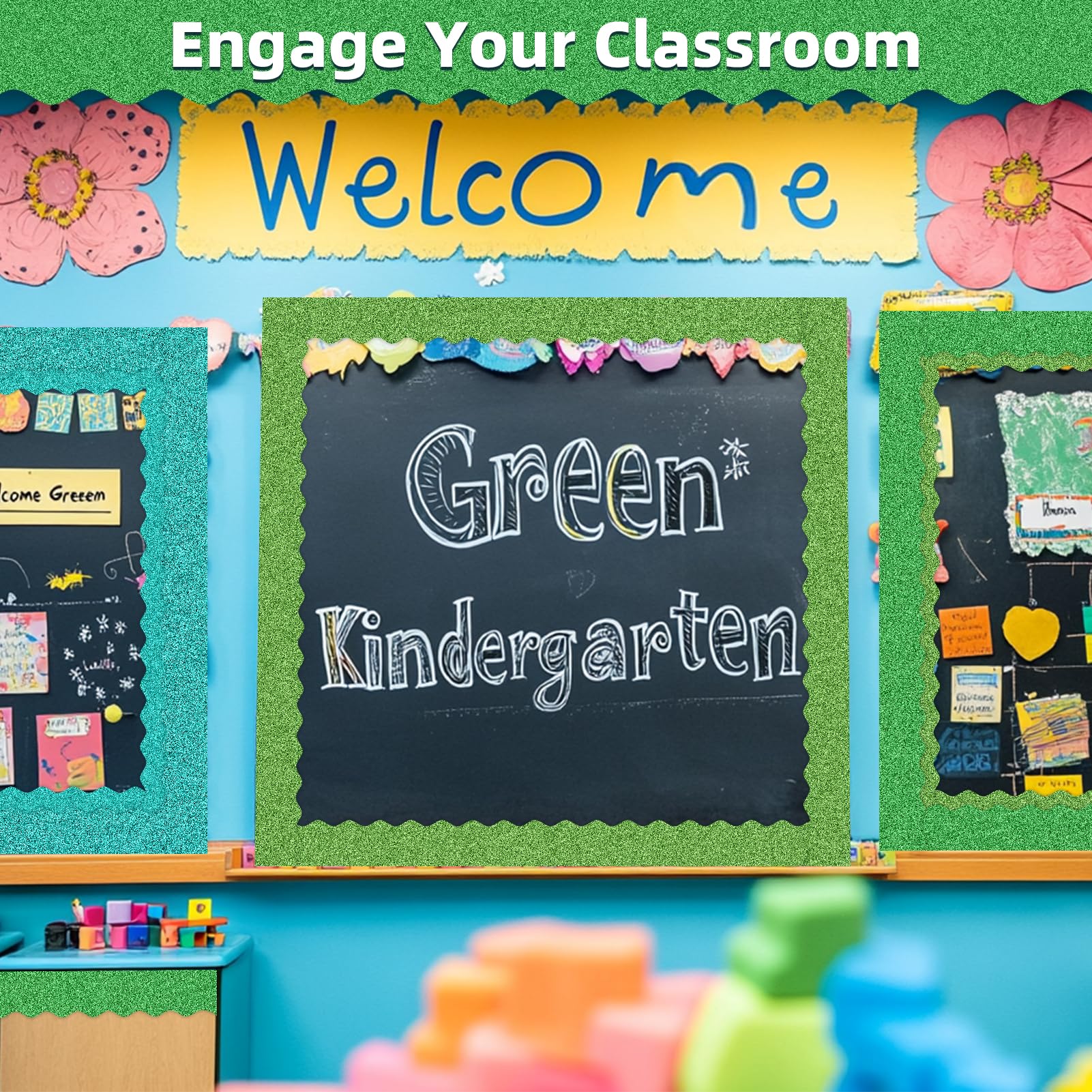 Snapklik.com : 6 Rolls 196.8 Ft Glitter Bulletin Board Borders Set ...