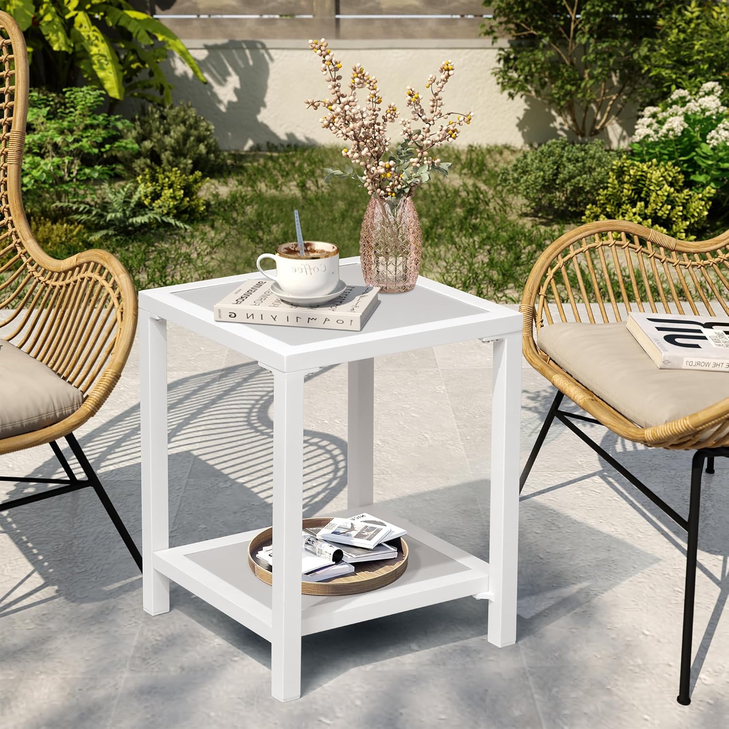 Amazon.com: JOINHOM Outdoor Side Table, End Table for Patio,15.8" Solid ...