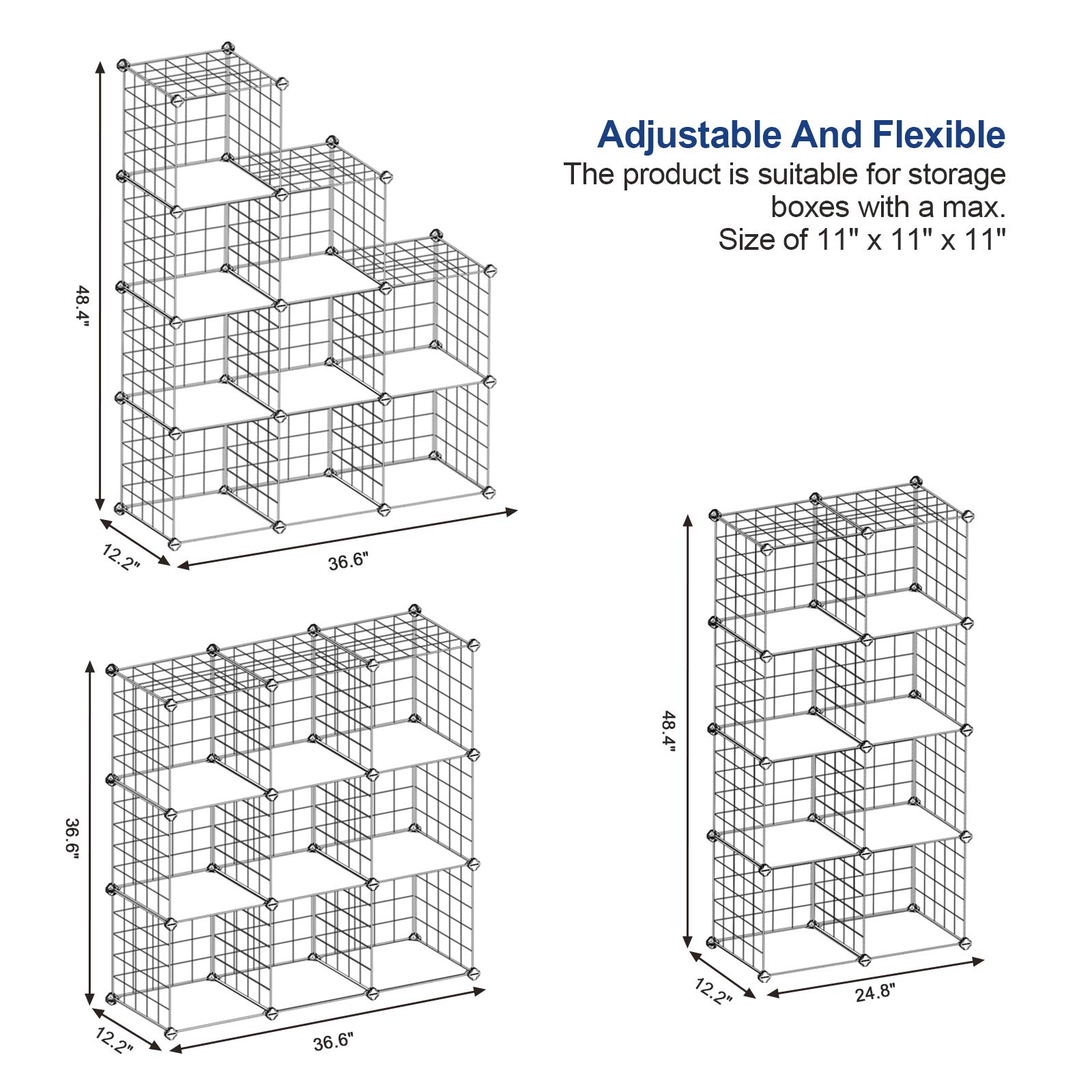 SONGMICS Metal Wire Cube Storage 9 Cube Shelves Organizer Stackable songmics-metal-wire-cube-storage-9-cube-shelves-organizer-stackable