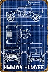 Amazon.com : Blueprint of Humvee Posters tin Sign Metal Cafe bar Home ...