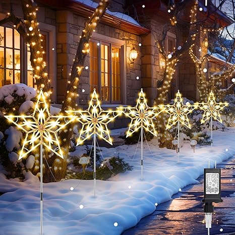 Amazon.com : Brightown Star Christmas Pathway Lights Outdoor, 10 Large ...