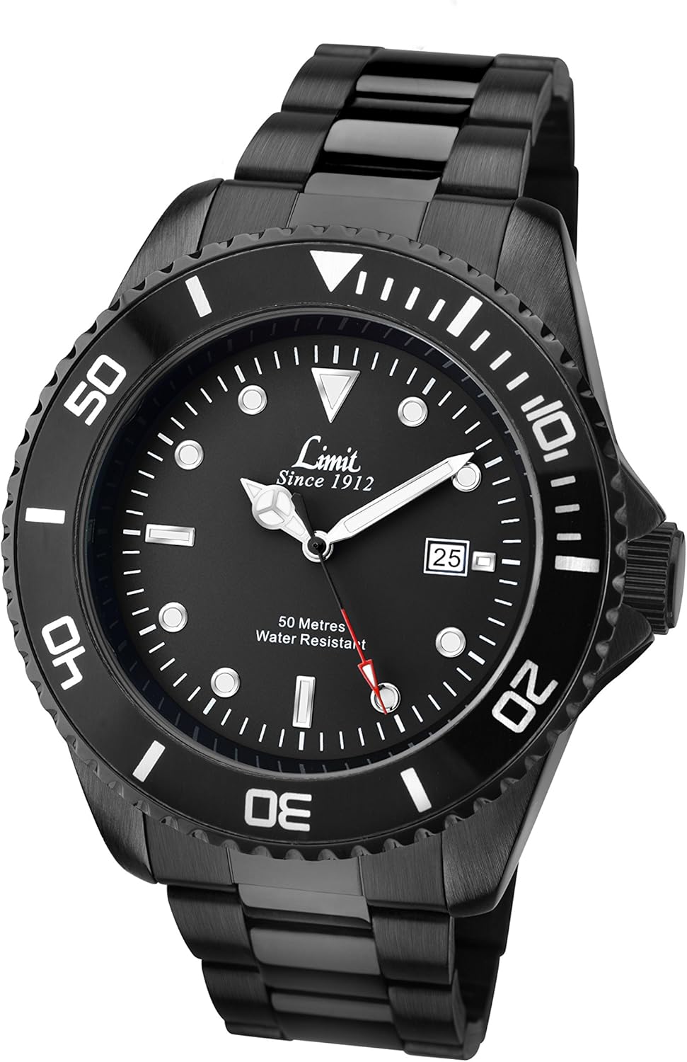 Limit Men’s Quartz Watch with Black Dial Analogue Display and Black ...
