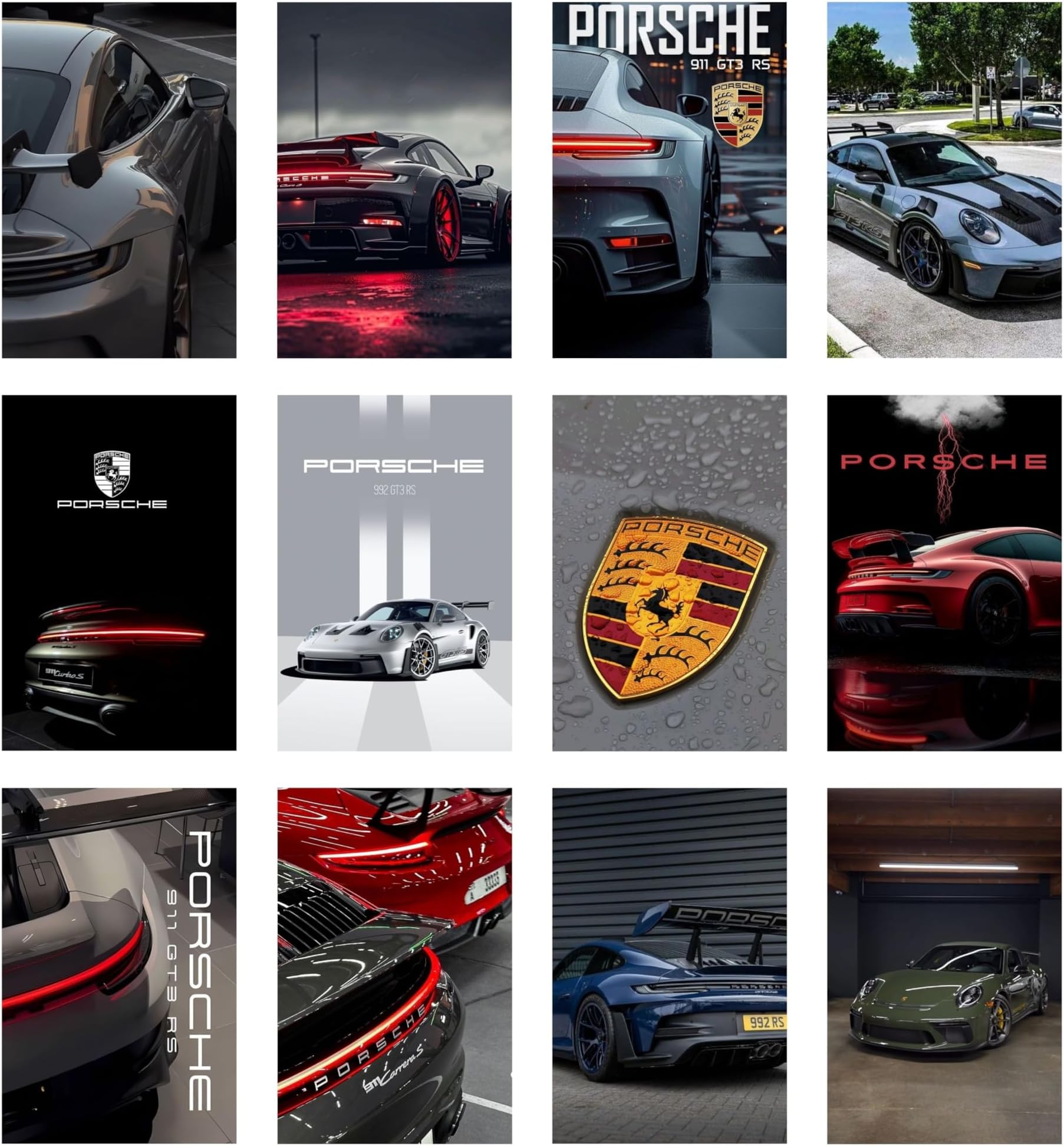 Posters Inc Set of 12 Porsche Car Posters for Wall, Home Decoration ...