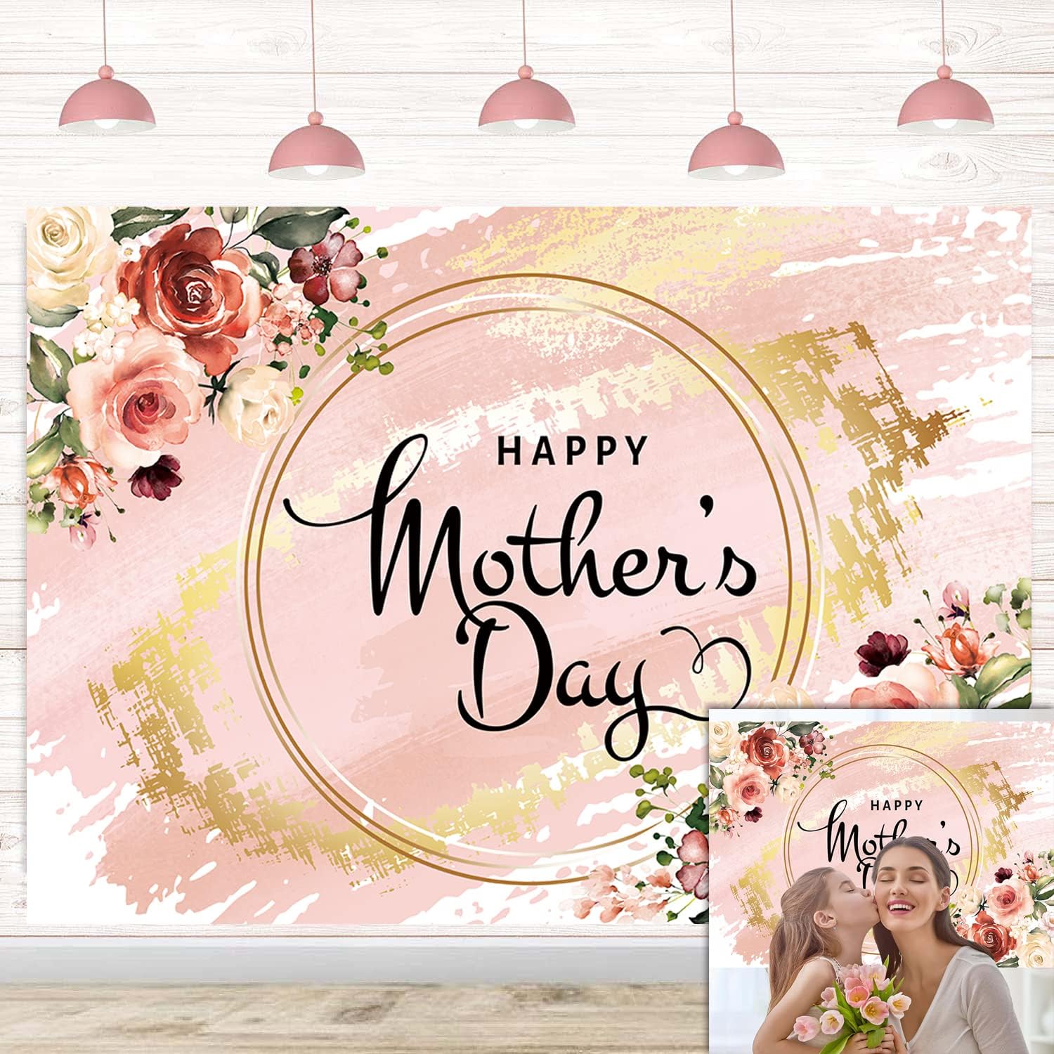 Amazon.com : Happy Mother's Day Party Backdrop 7x5FT I Love Mom ...