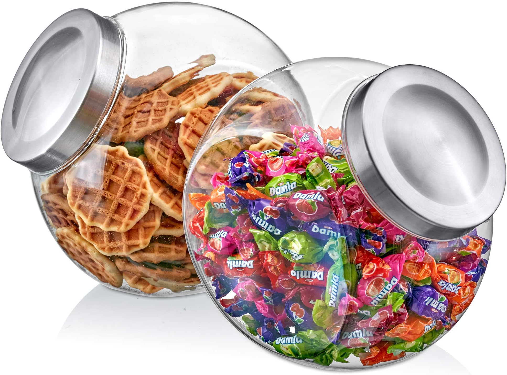 Amazon.com: Sunnyray 6 Pcs 85 oz Clear Candy Cookie Jar Set Slanted ...