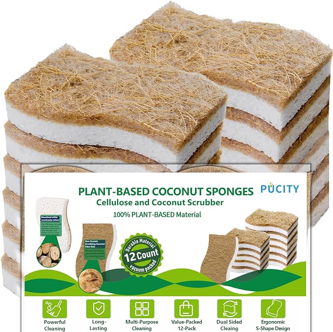 Amazon.com: Sponges Kitchen Natural Dish Sponge Plant-Based ...