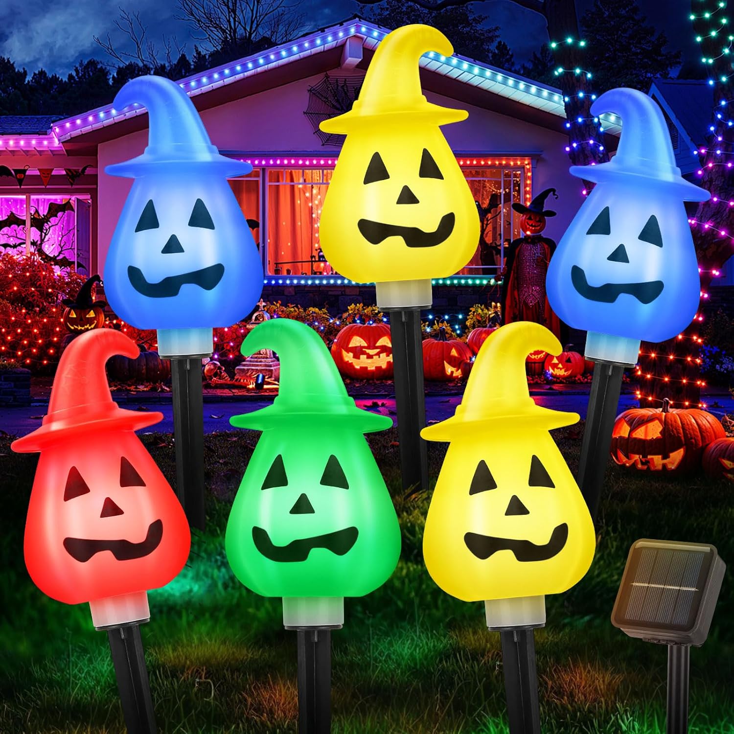 6 Pack Halloween Solar Lights for Halloween Decorations Outdoor, LED ...