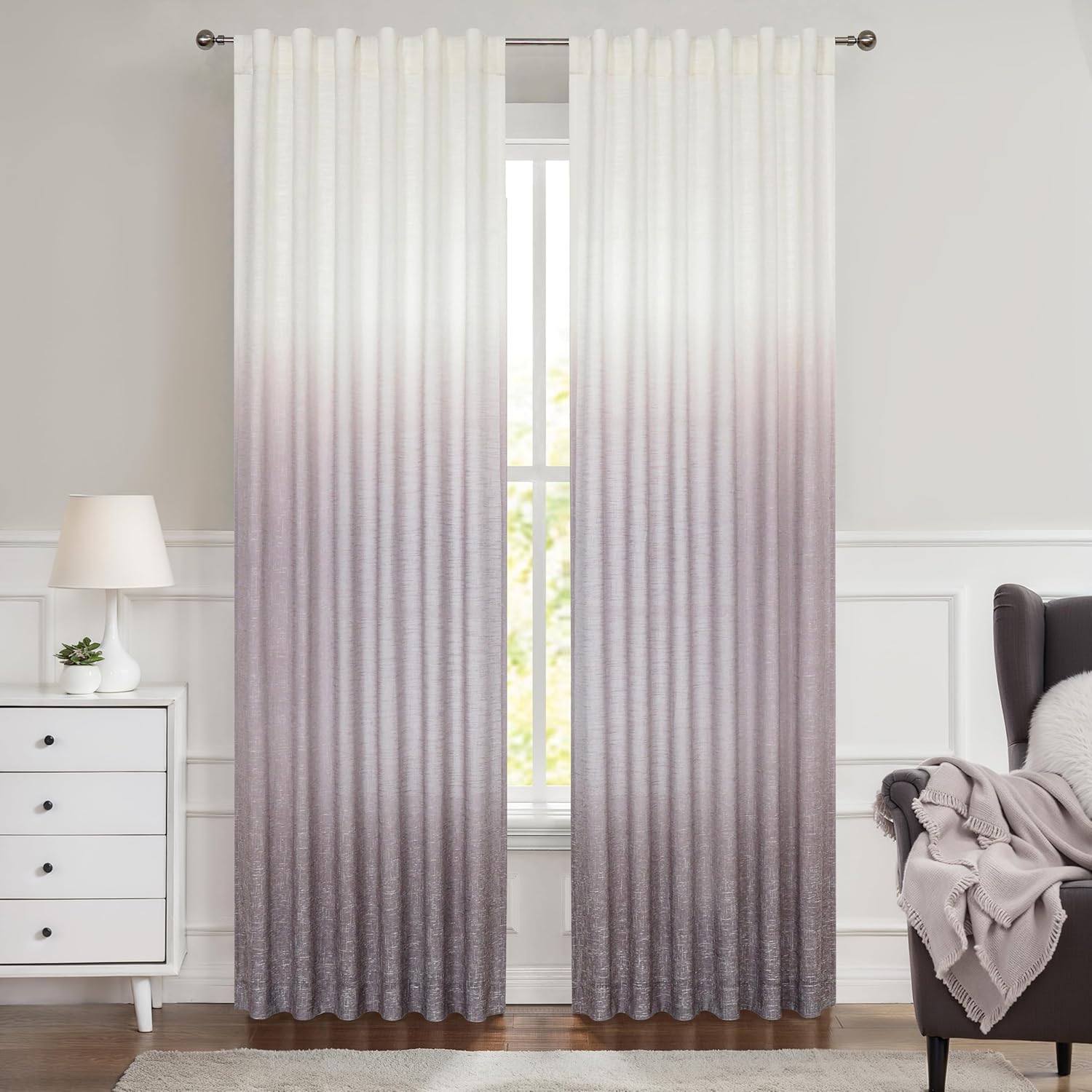 Amazon.com: Central Park Ombre Window Curtain Panel Linen Gradient ...