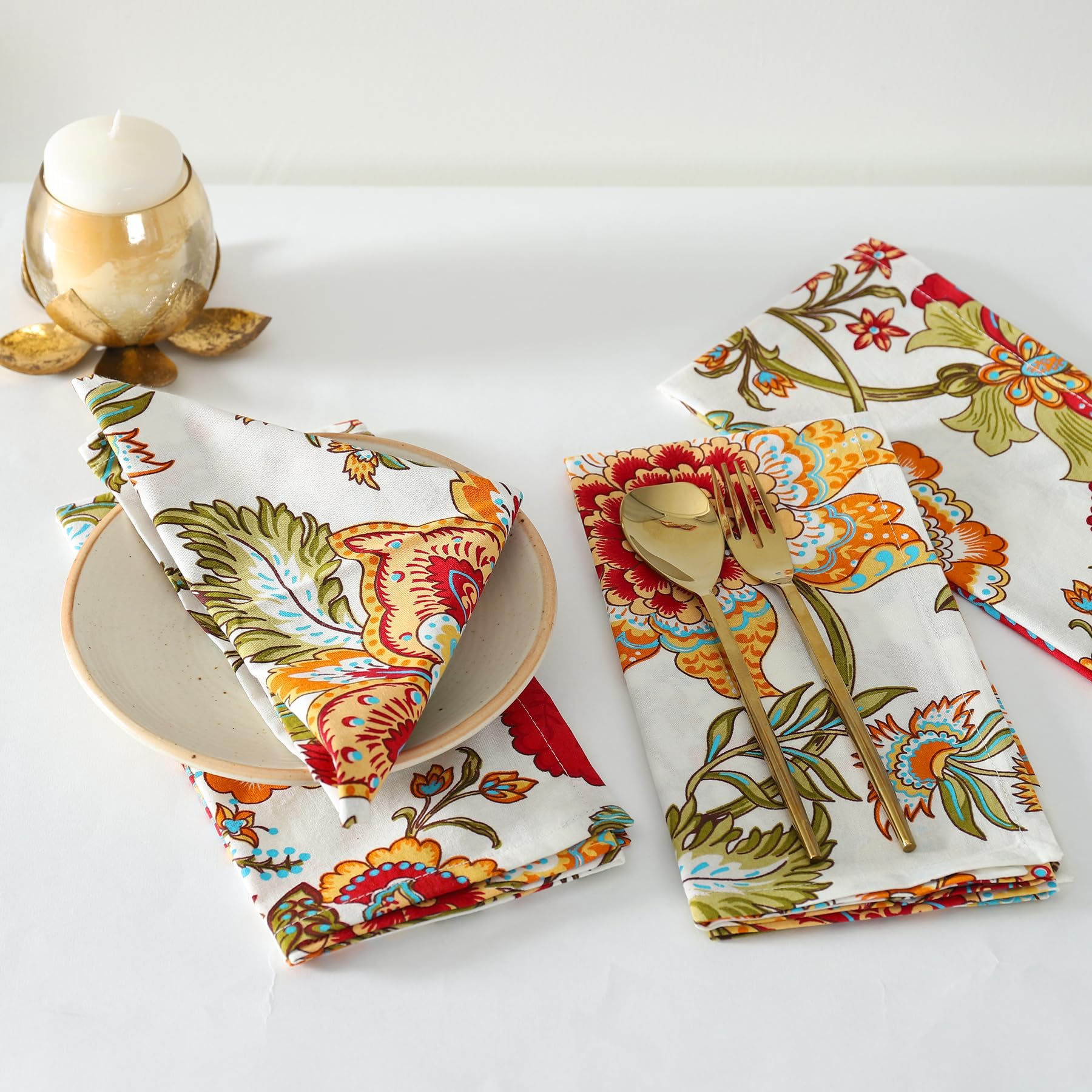 Amazon.com: TARAN LIVING Cotton Cloth Napkins Natural Reusable Fall ...