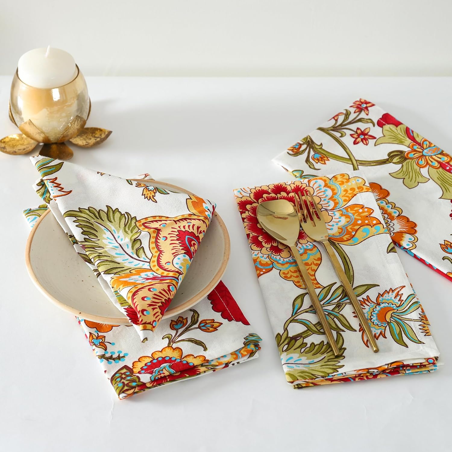 Amazon.com: TARAN LIVING Cotton Cloth Napkins Fall Dinner Napkin Set ...