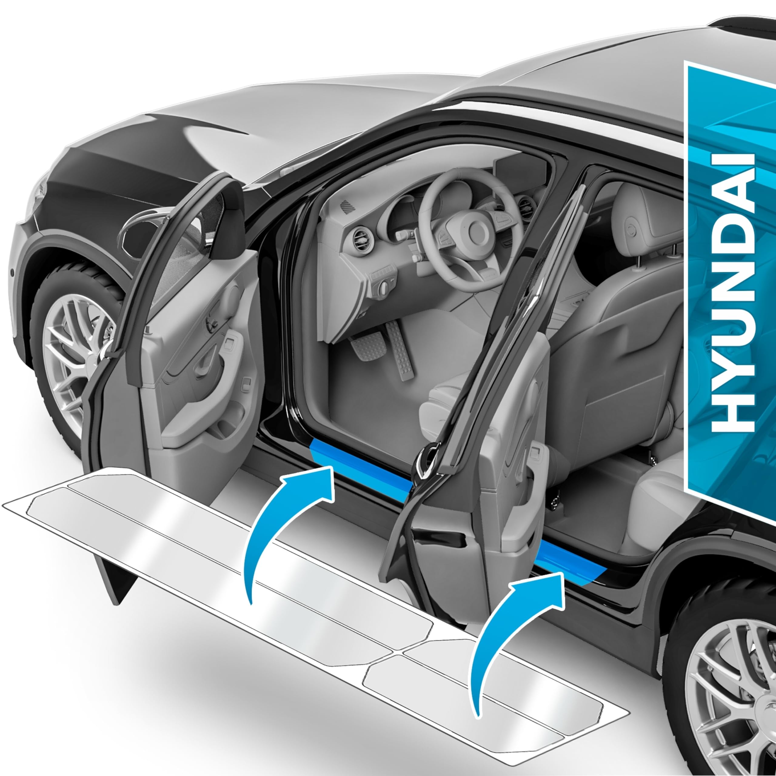 uProtect Car Door Sill Protectors for Hyundai Tucson 4 (IV) NX4 I 2020 ...