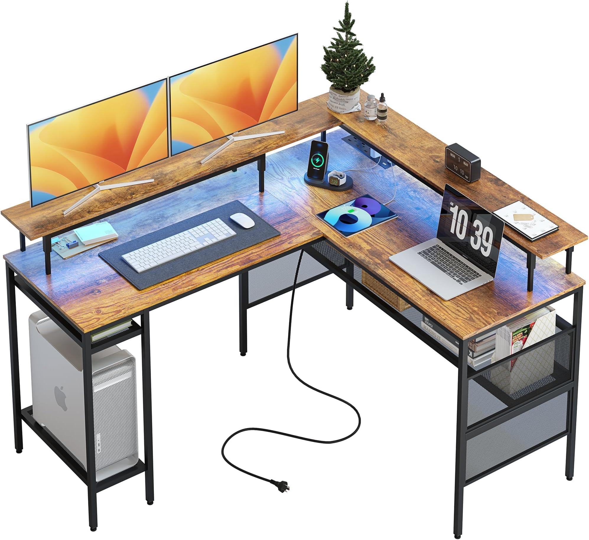 ODK Table de Gaming avec 2 Prises électriques et 2 Ports USB, Bureau de ...