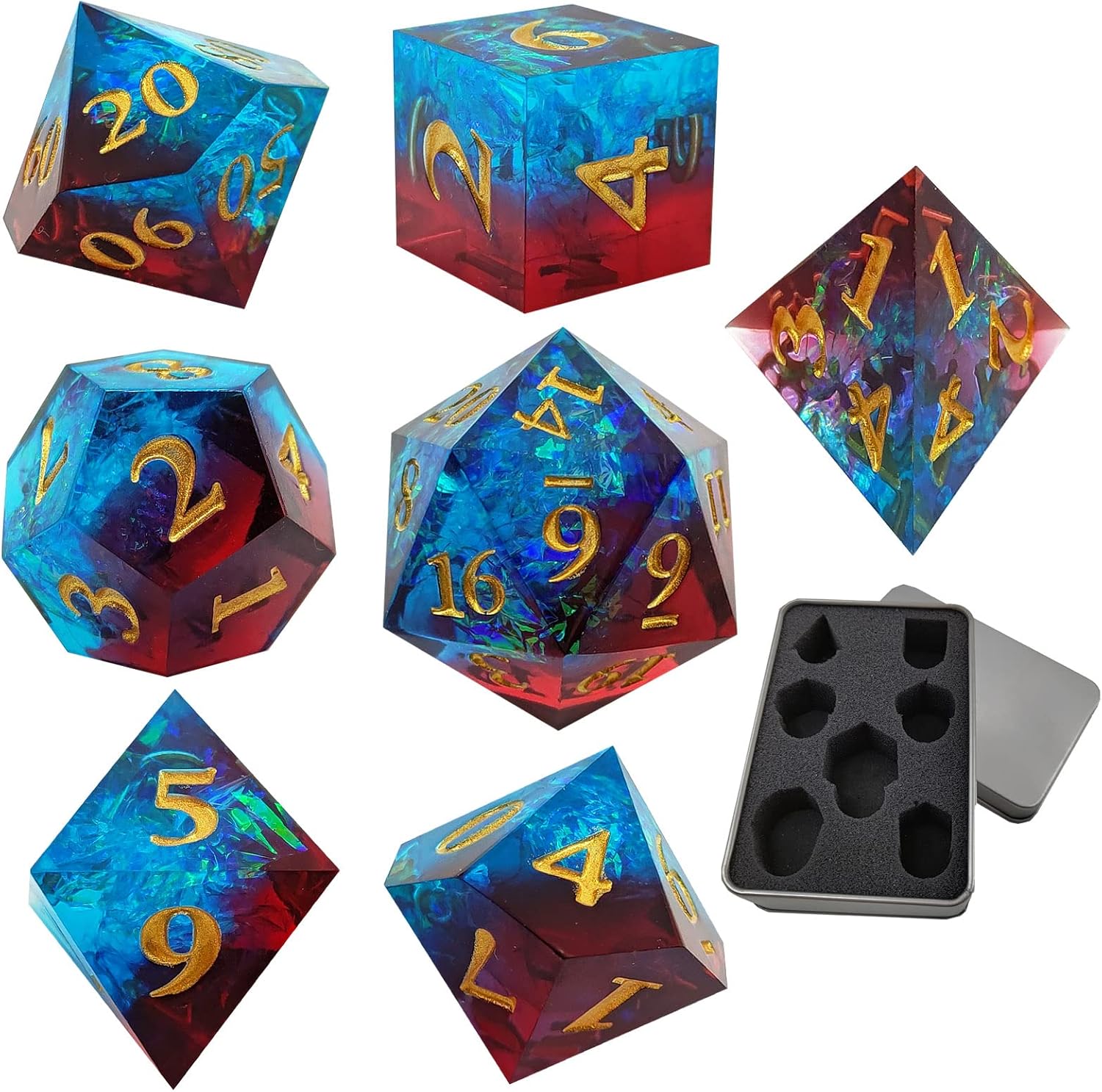 Amazon.com: DND Dice Set , 7 Pcs Sharp Edge Resin Dice Polyhedral Dice D and D Dice Set Dungeons ...