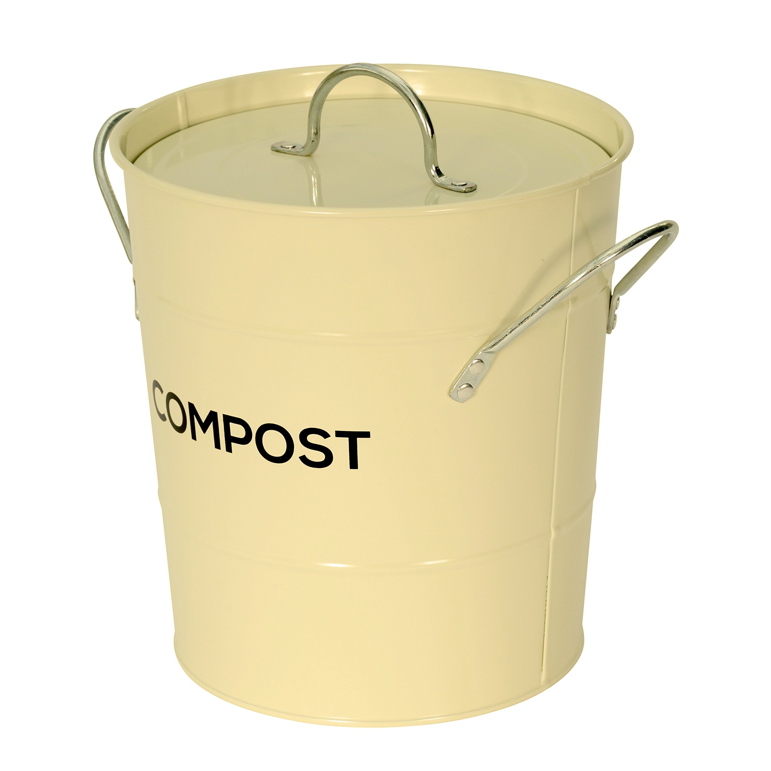 Cream Metal Kitchen Compost Caddy - Composting Bin for Food Waste ...