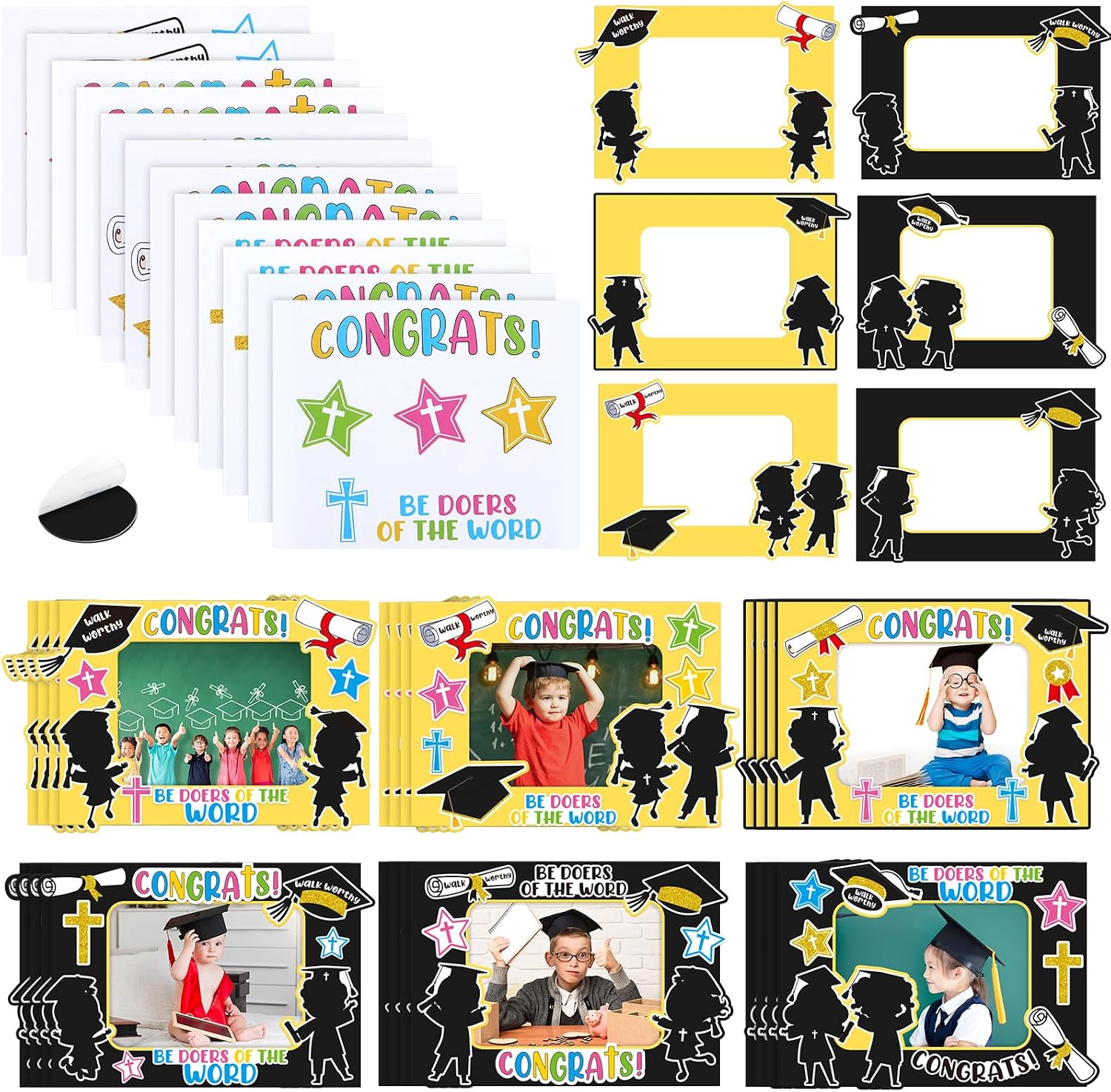 Amazon.com - Saysurey 24 Sets Magnetic Graduation Picture Frame Craft ...