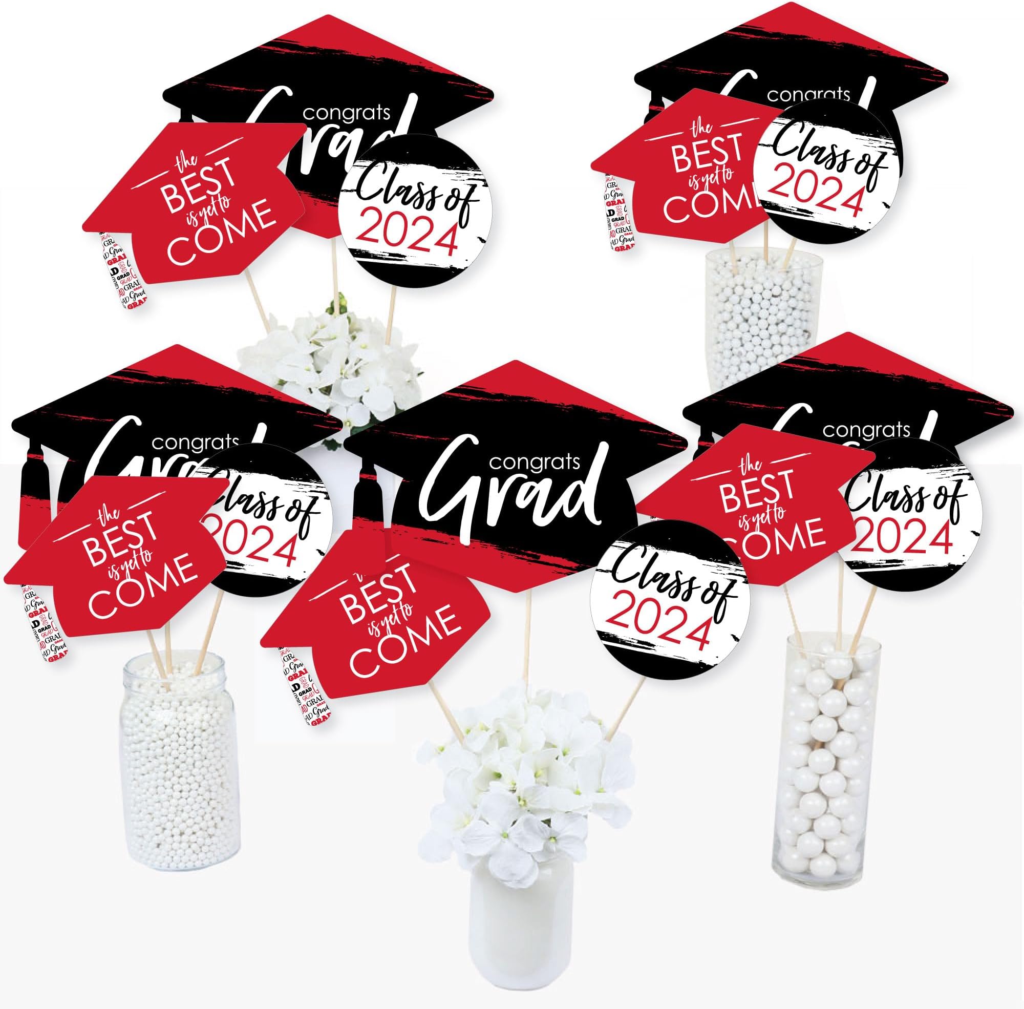 Amazon.com: Gexolenu 10 Pack Red Graduation Centerpieces for Tables ...