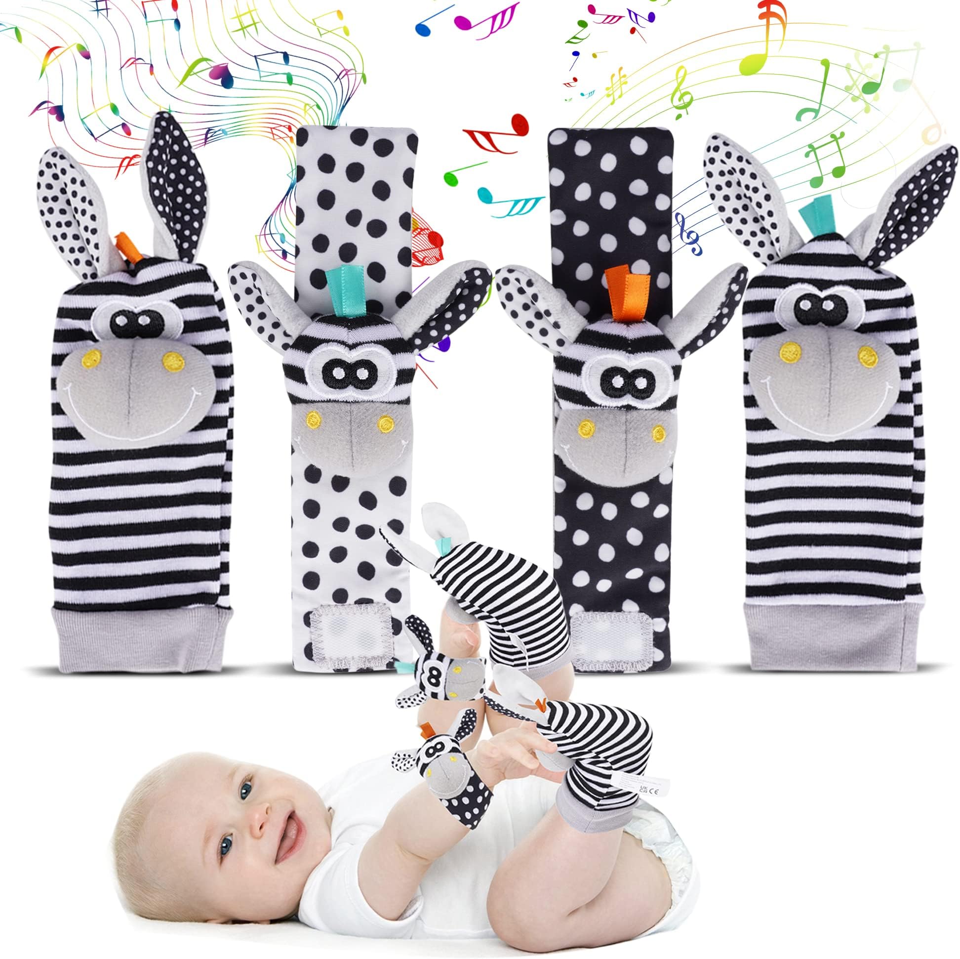 Amazon.com: BABY K Baby Rattle Socks & Wrist Toys (Set E) - Newborn ...