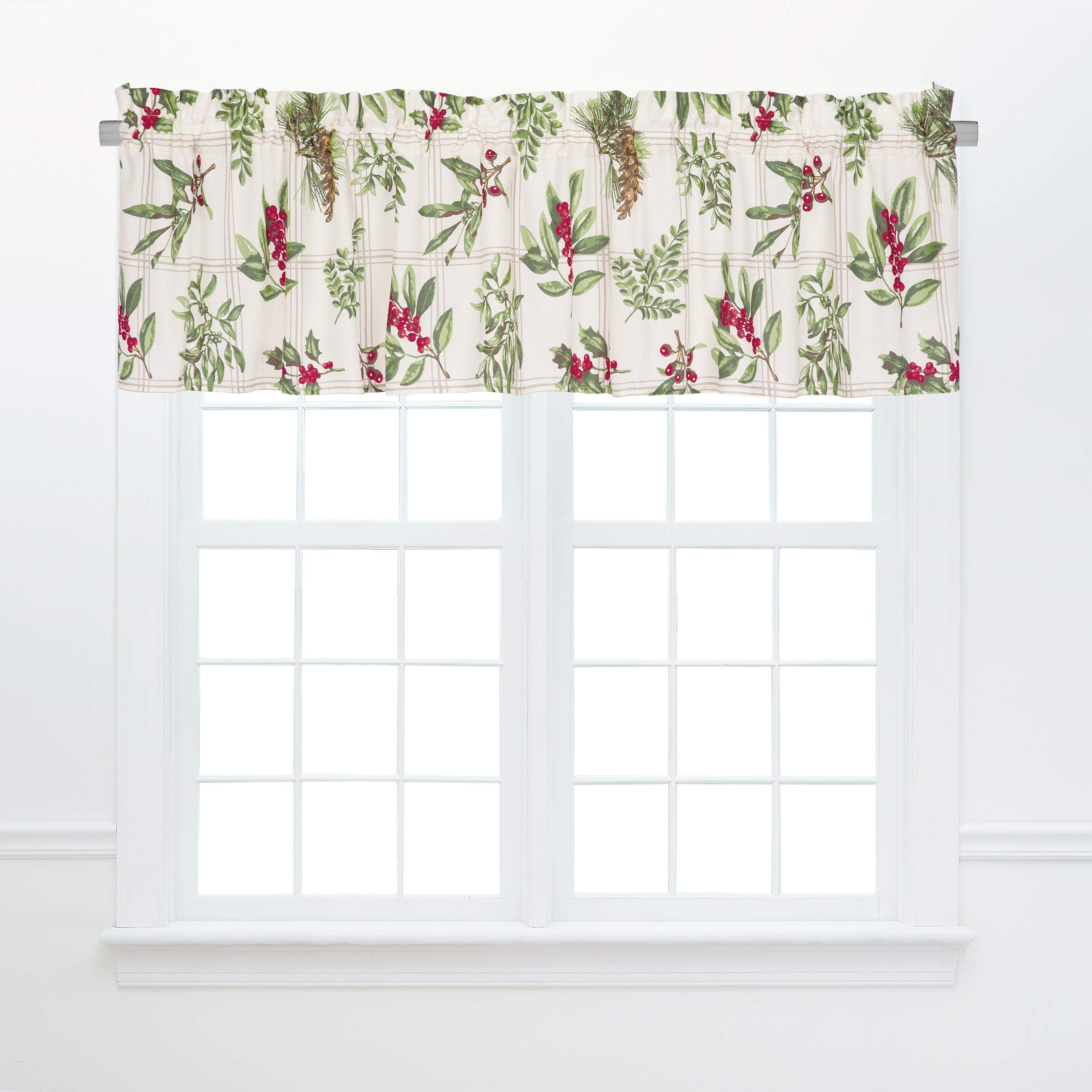 Amazon.com: C&F Home Winter Botanical Valance Holiday Winter Holly ...