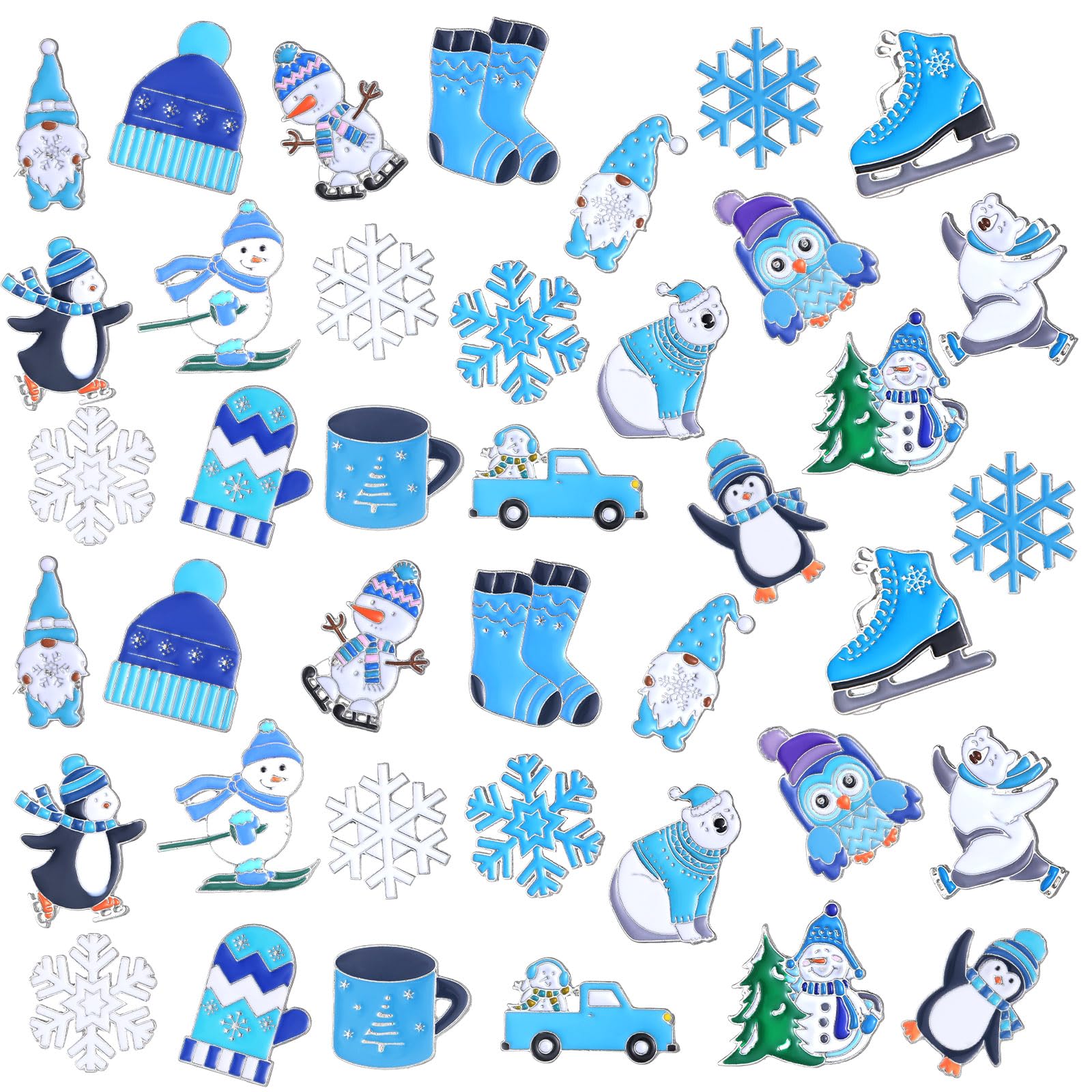 Amazon.com: Giegxin 40 Pcs Winter Pins Bulk Snowflake Snowman Brooch ...