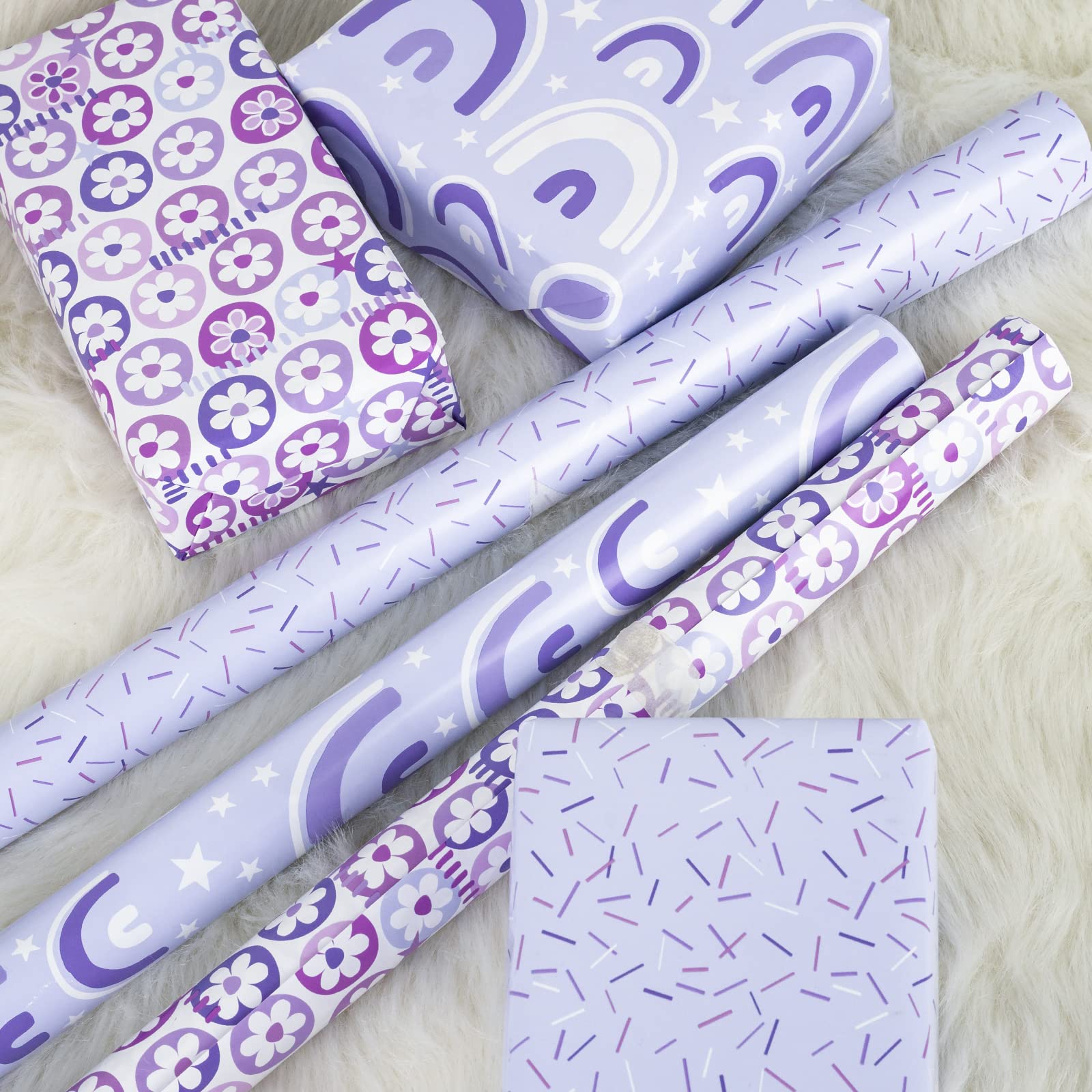 Snapklik.com : LeZakaa Purple Gift Wrapping Paper, Flower Ball/Colorful ...