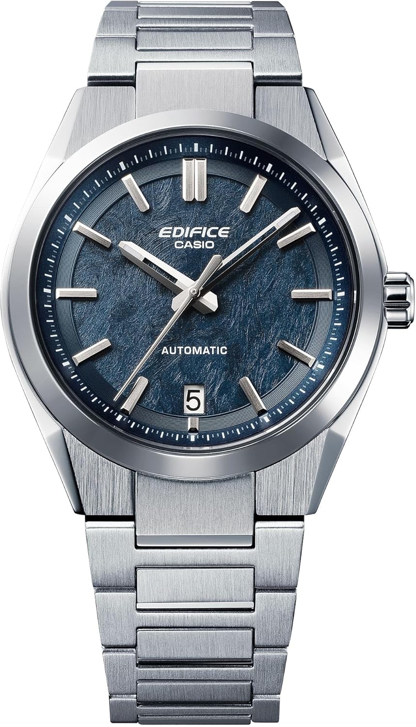 Amazon.com: Edifice Casio Automatic Textured Blue Dial Stainless Steel ...