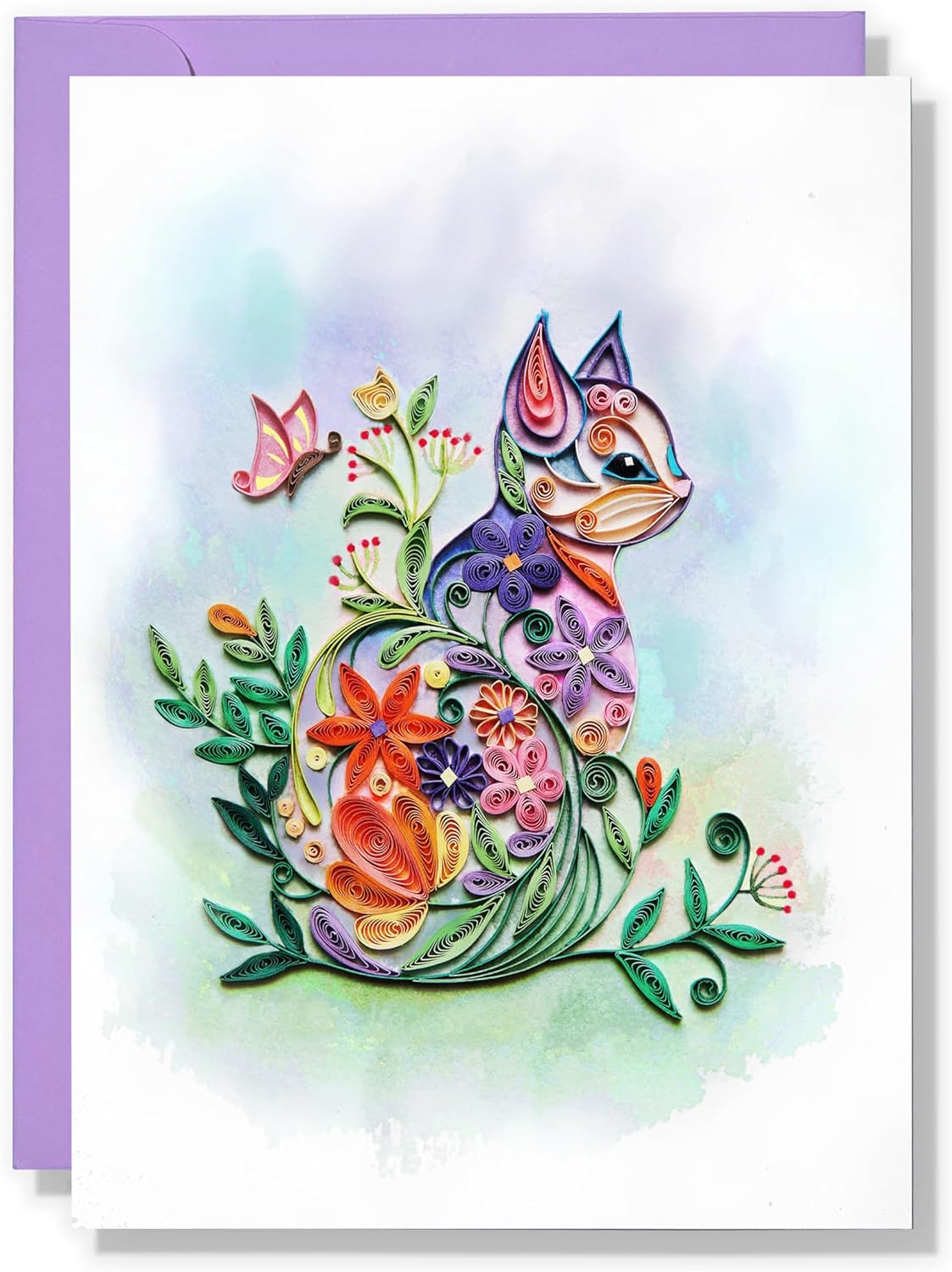 Amazon.com: MeeSunnie Mother Day Card, Cute Cat, Flower Birthday ...