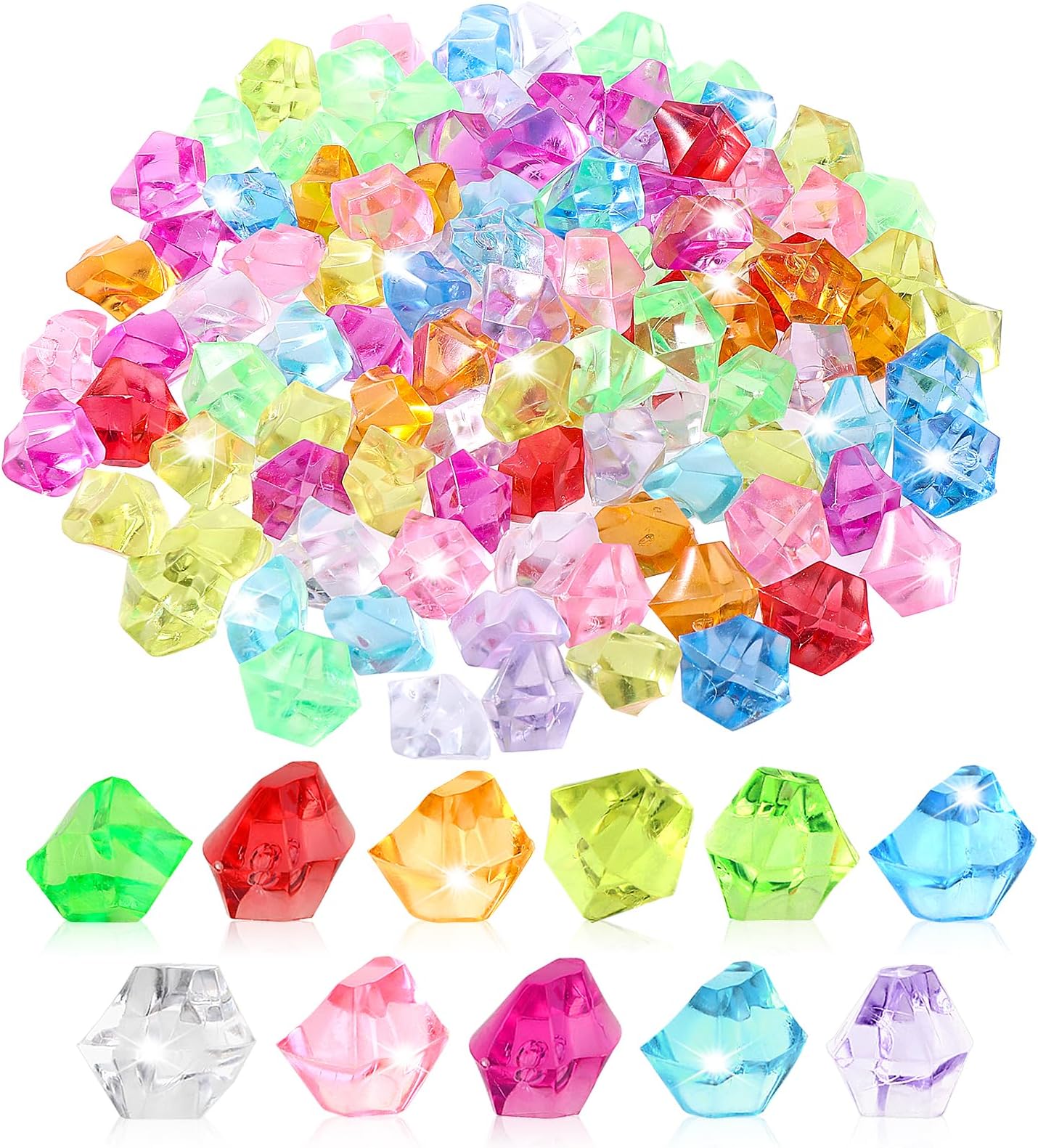 100 Pieces Acrylic Gems Diving Gems Colourful Acrylic Diamonds Pirate ...
