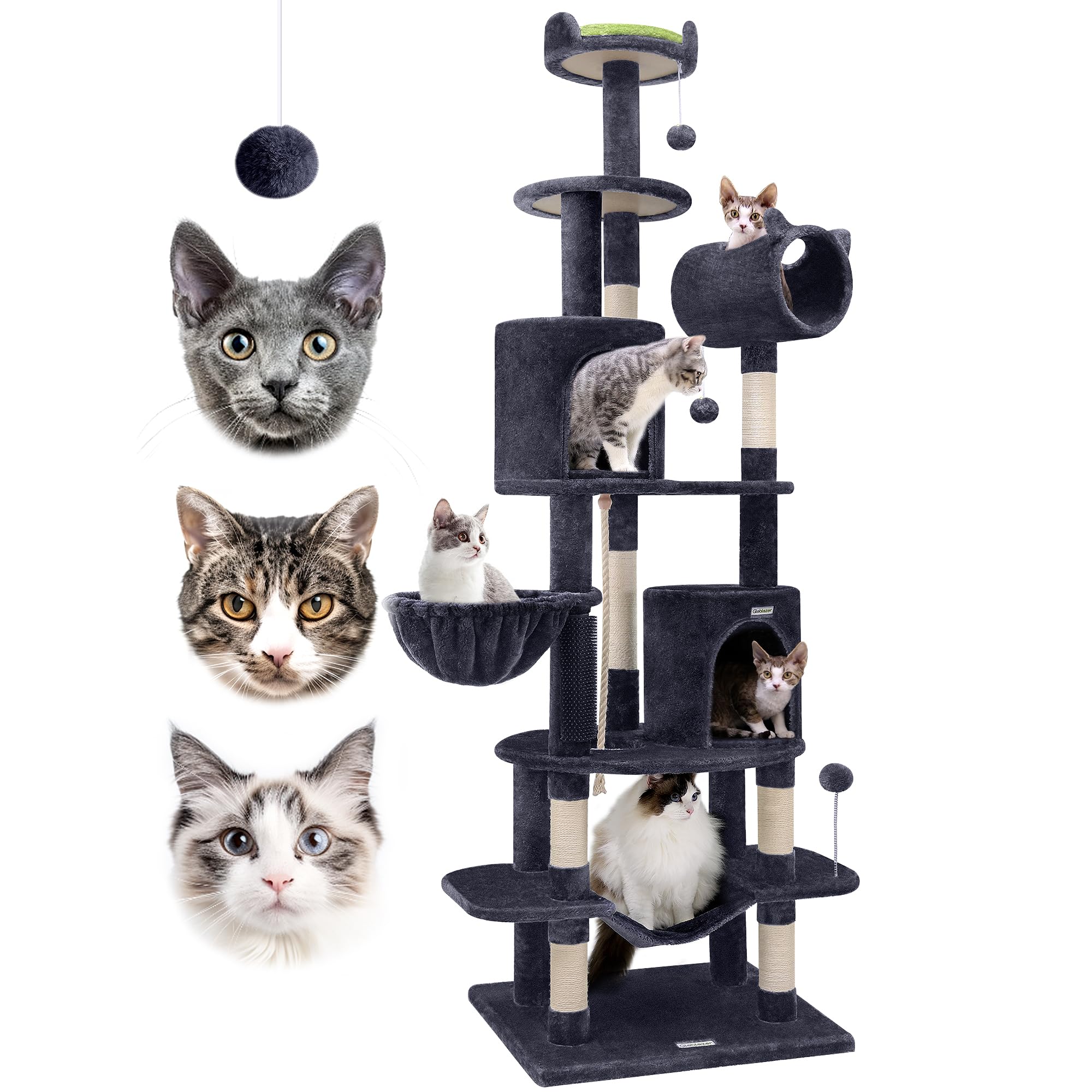 Snapklik.com : Globlazer C81 Tall Cat Tower, Curved Series 81-inch Cat ...