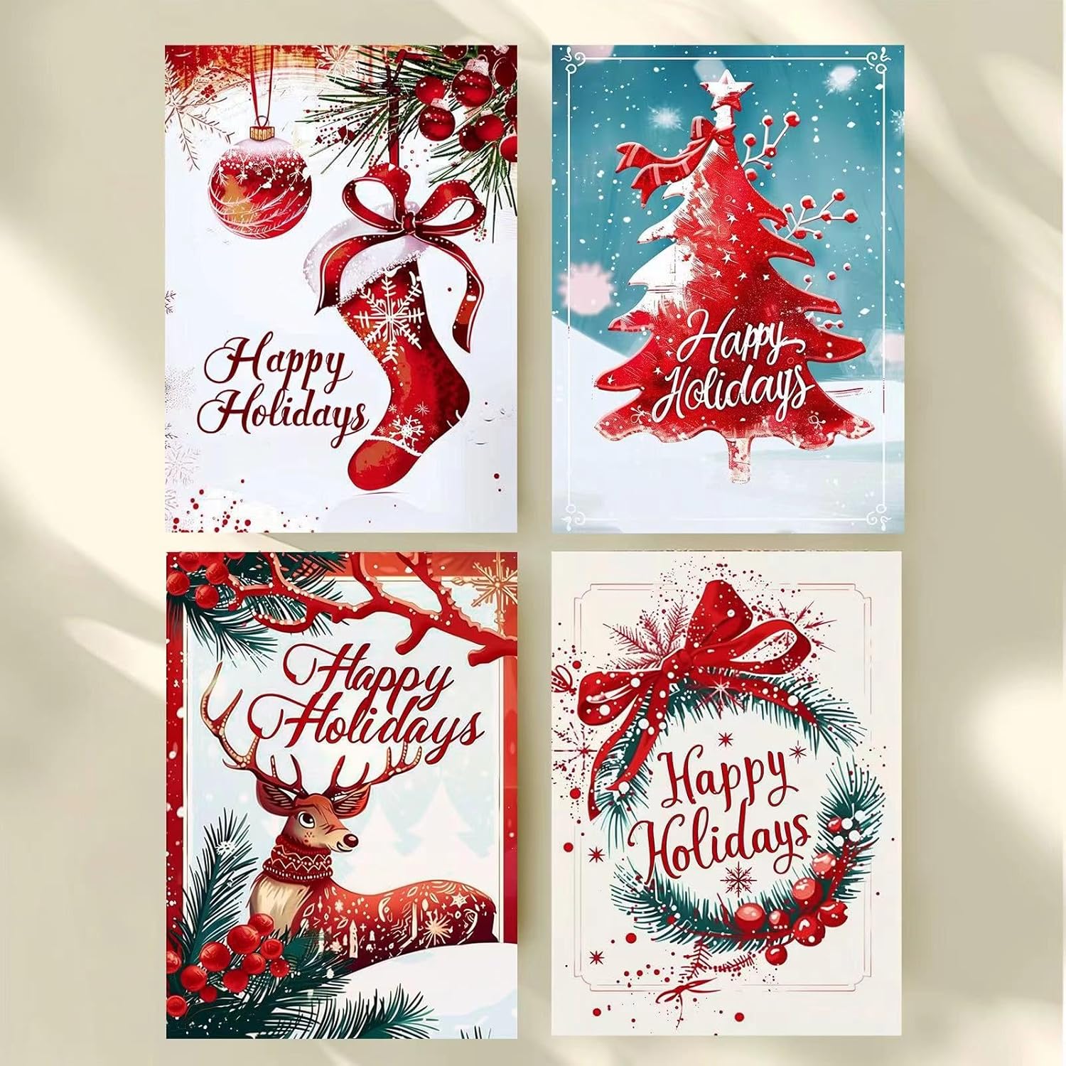 Amazon.com : 24Pack Christmas Greeting Cards with Envelopes & Stickers ...