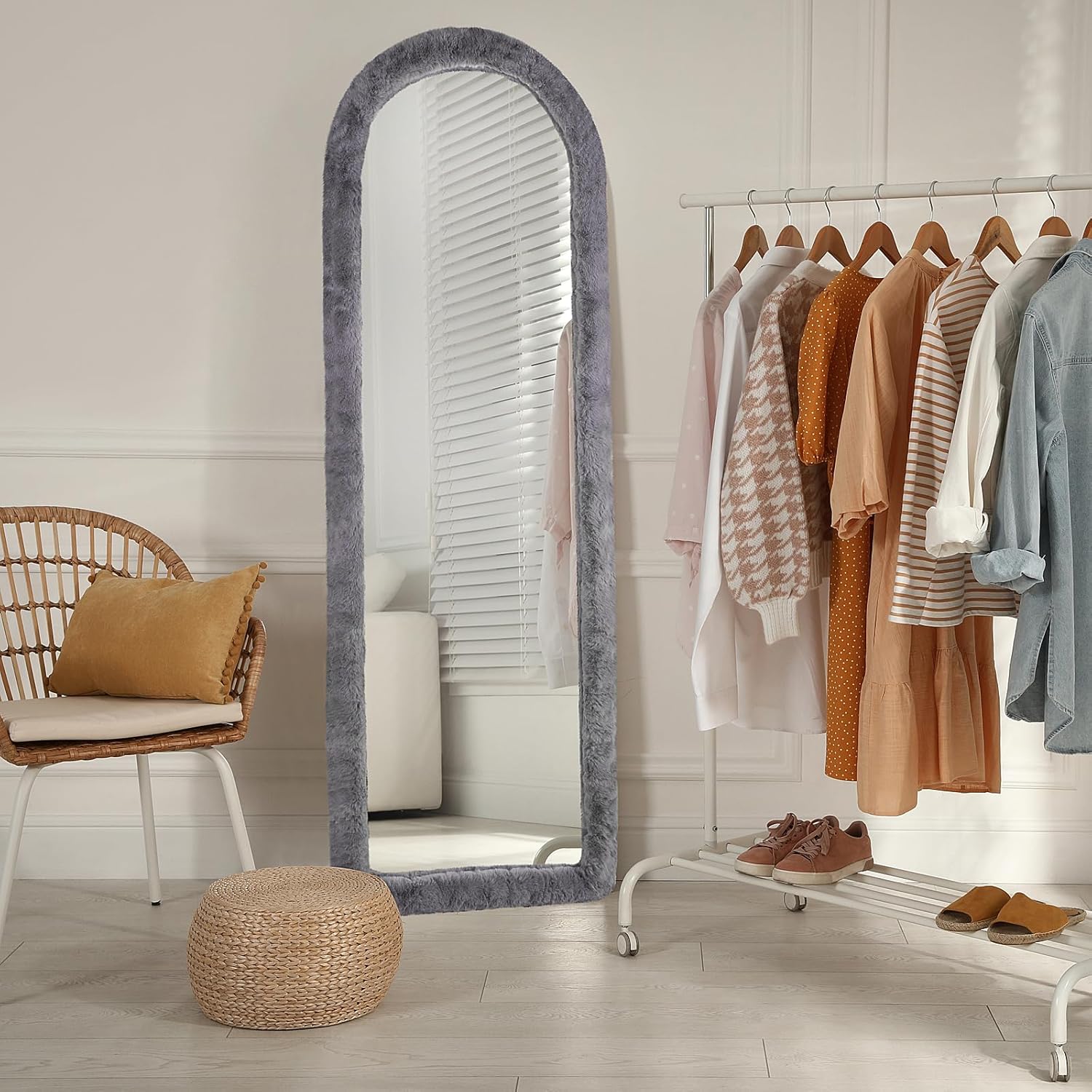 Amazon.com: AnorTrek Fluffy Mirror Cover for Arched & Full-Length ...