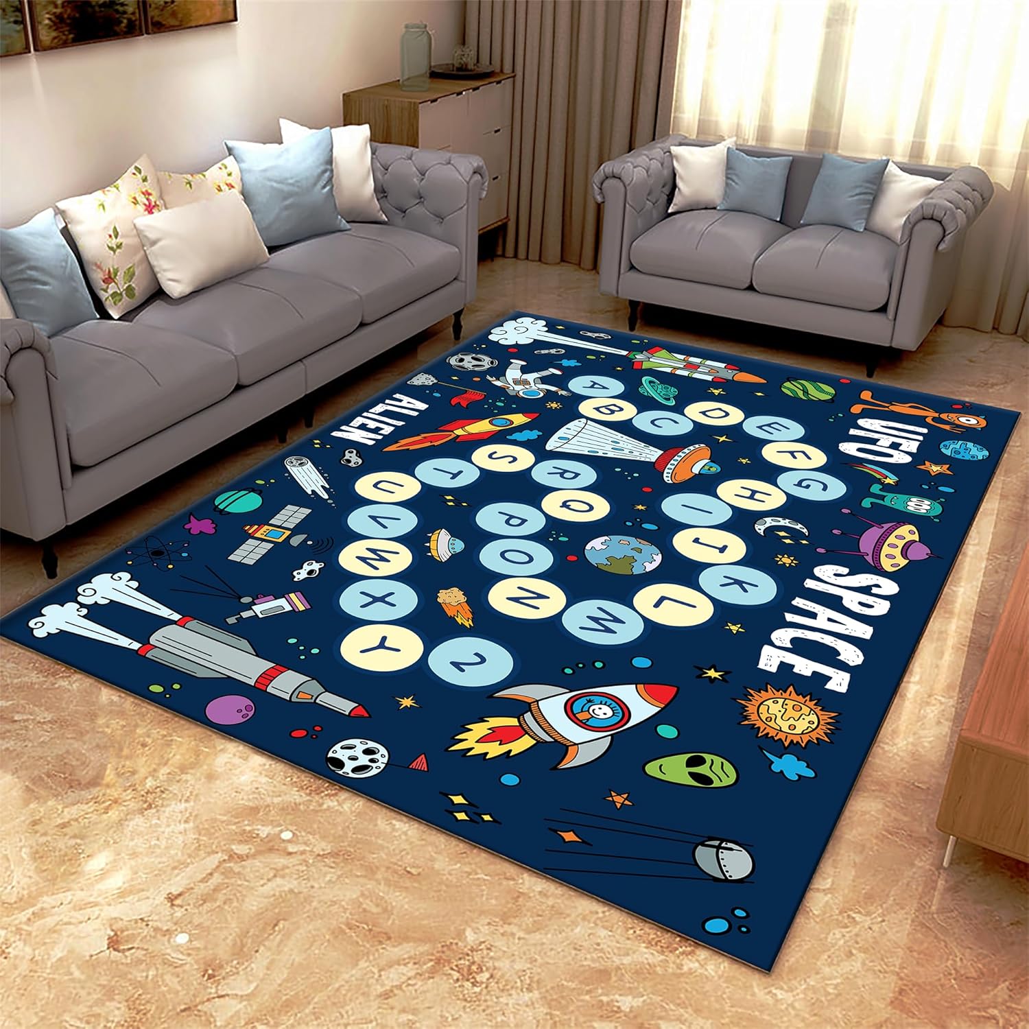 Large Educational Children’s Play Area Rugs, for Learning ABC Alphabet ...