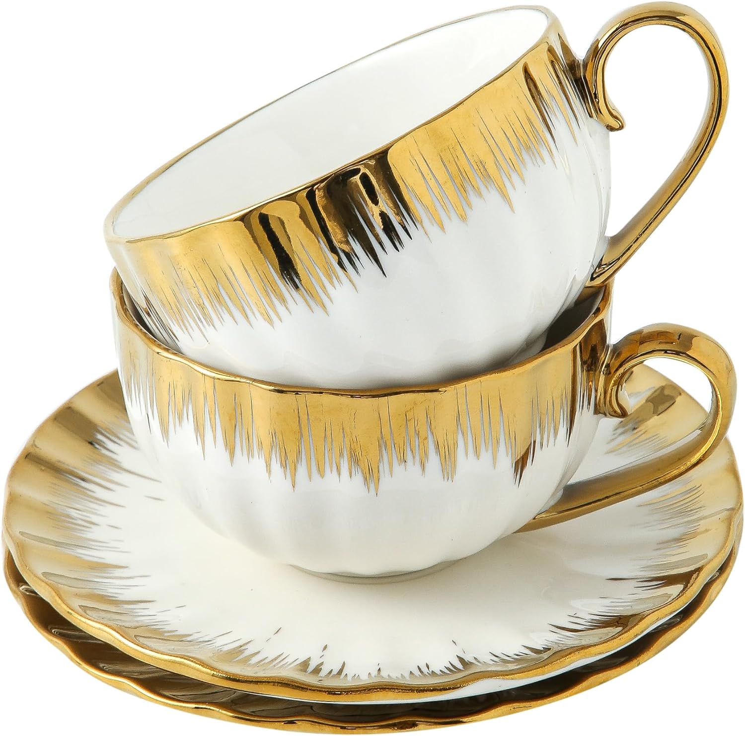 Amazon.com | LETAOTAO Cappuccino Cups and Saucers, 7oz Ceramic Coffee ...