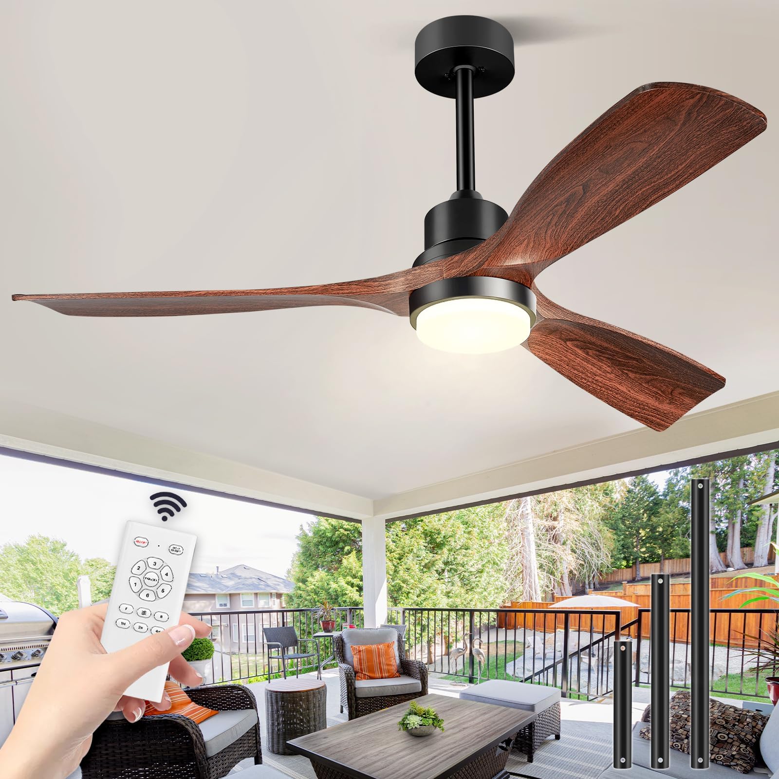 Amazon.com: ABZ Ceiling Fans with Lights - 60 inch Propeller Ceiling ...