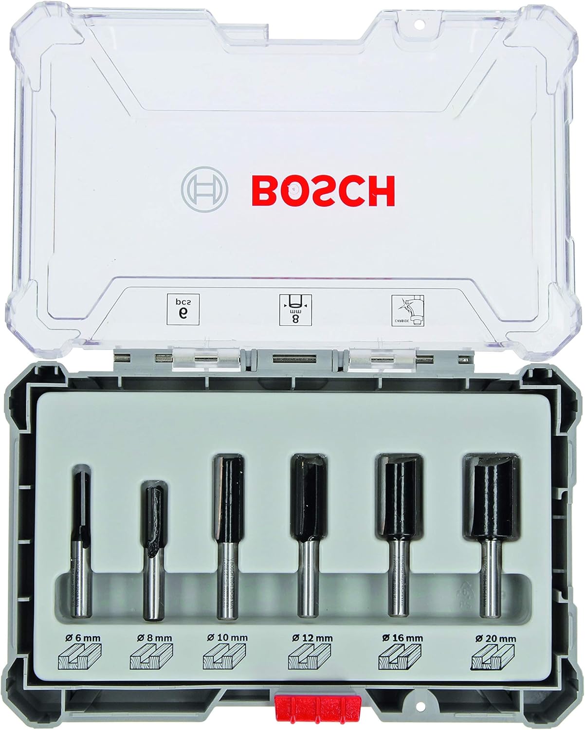 Bosch Router Bit Set 6 pcs Straight 8 mm shank -2607017466 : Buy Online ...