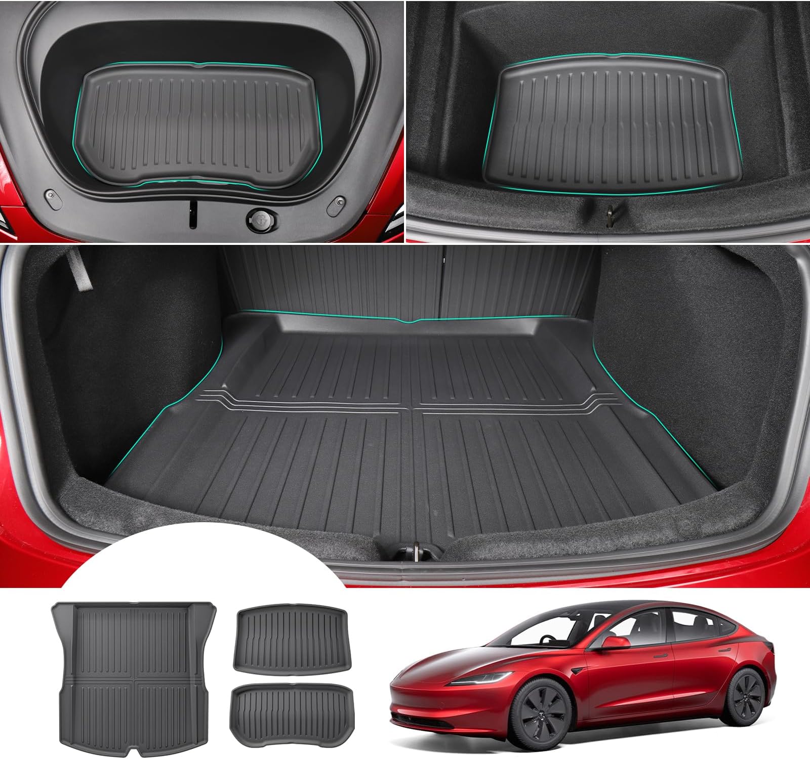 Tesla 3w Floor Mats Rear Cargo Liners For Tesla Model 3 Highland 2025 ...