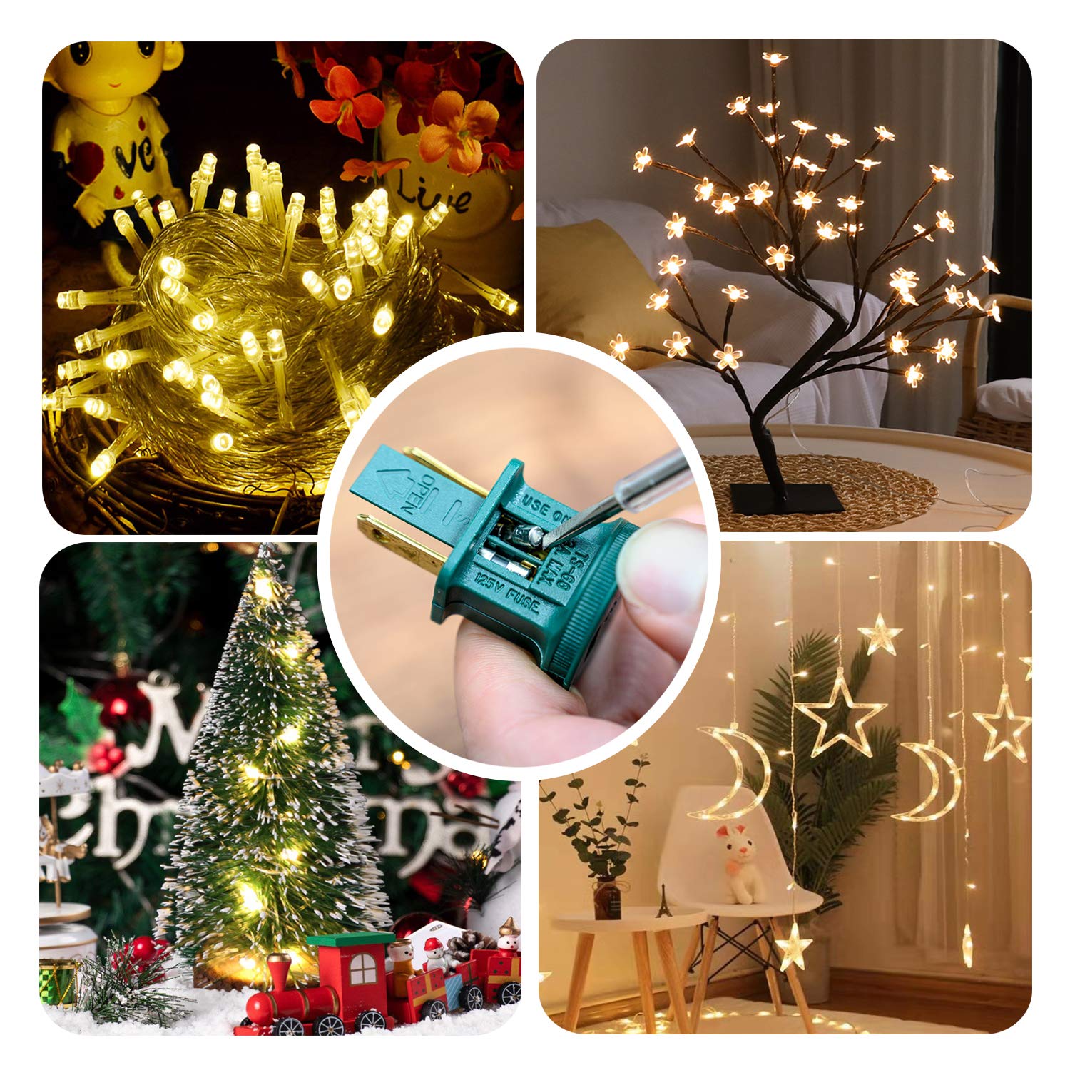 Christmas Light Mini Fuse Plug SYNCFUN Incandescent Clear Christmas
