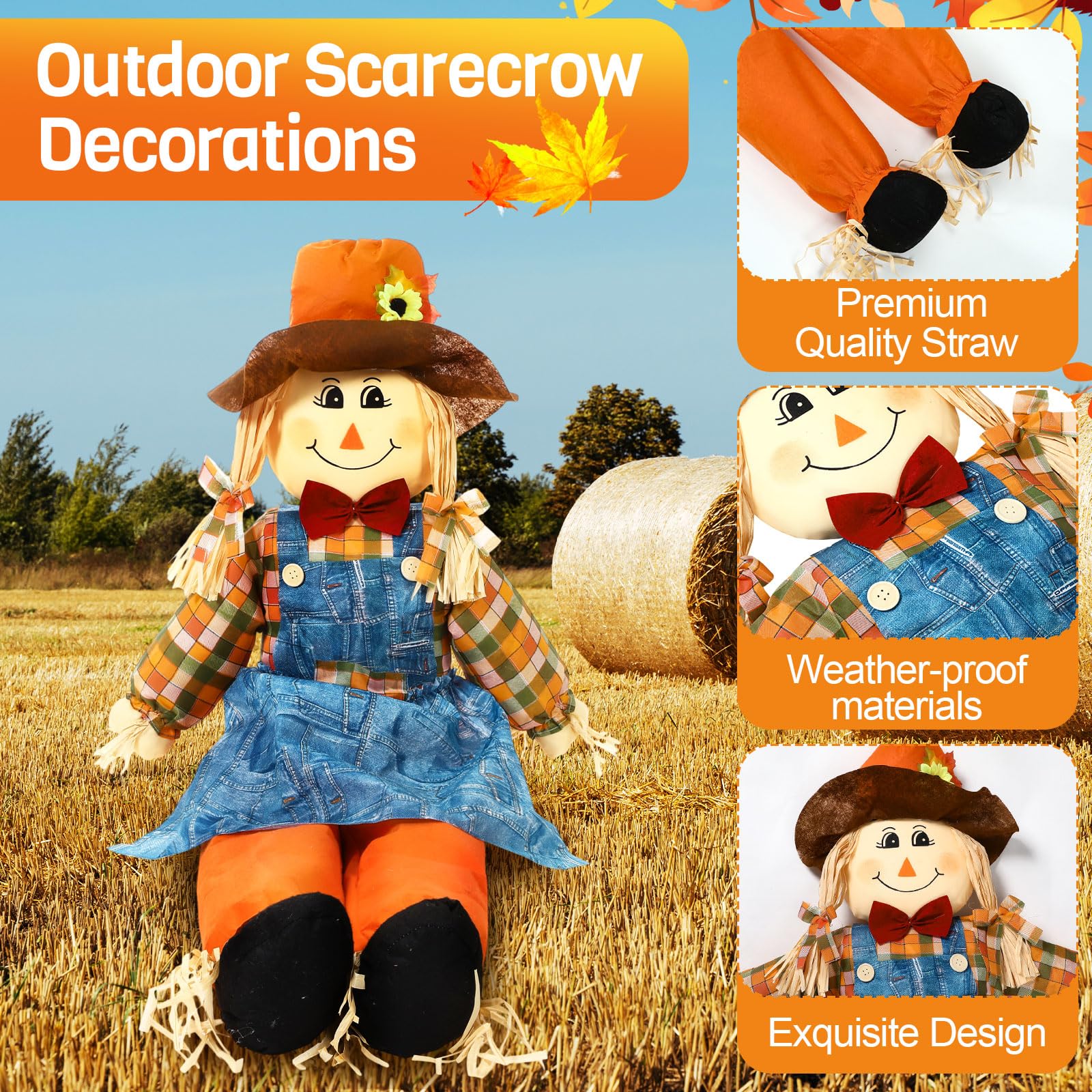 Snapklik.com : Marsui 1 Pcs 59" Large Outdoor Scarecrow Fall Harvest ...