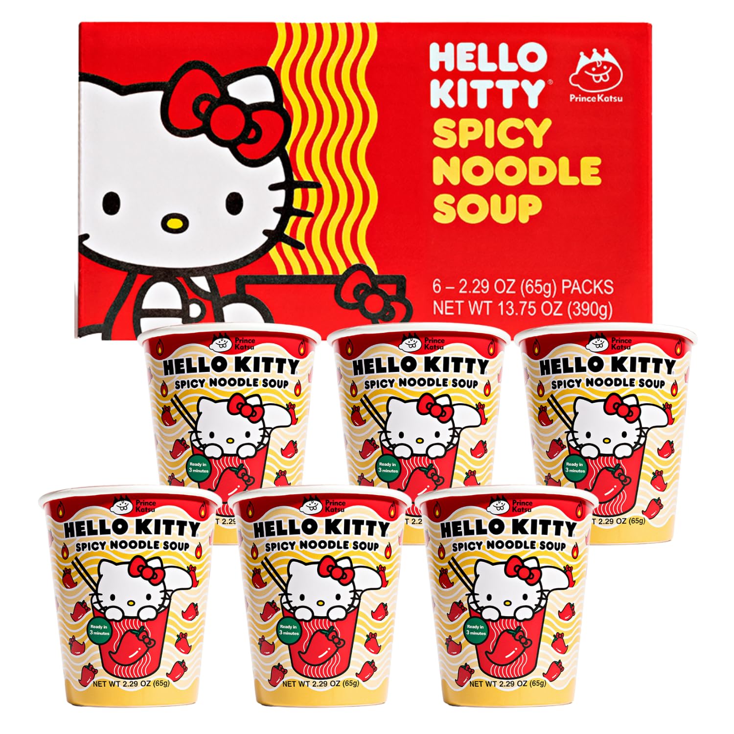 Amazon.com: Hello Kitty Instant Ramen Noodle Cup |6 Pack Vegan Spicy ...