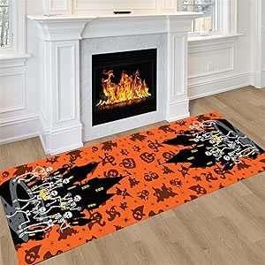 Amazon.com: ZLXMN Pumpkin Runner Carpet 2.6x7ft Horror Skeleton Ghost ...