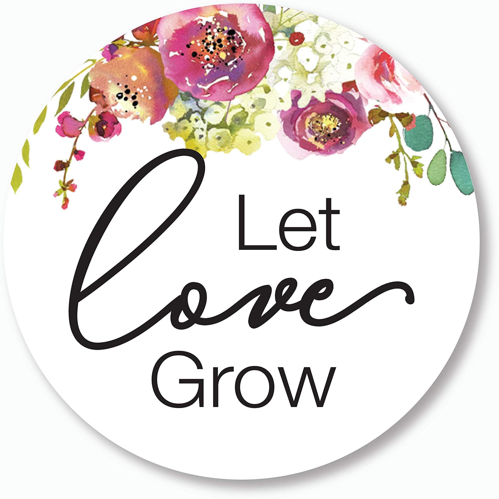 Amazon.com : 50 Let Love Grow Favor Stickers - 2 Inch Greenery Wedding ...